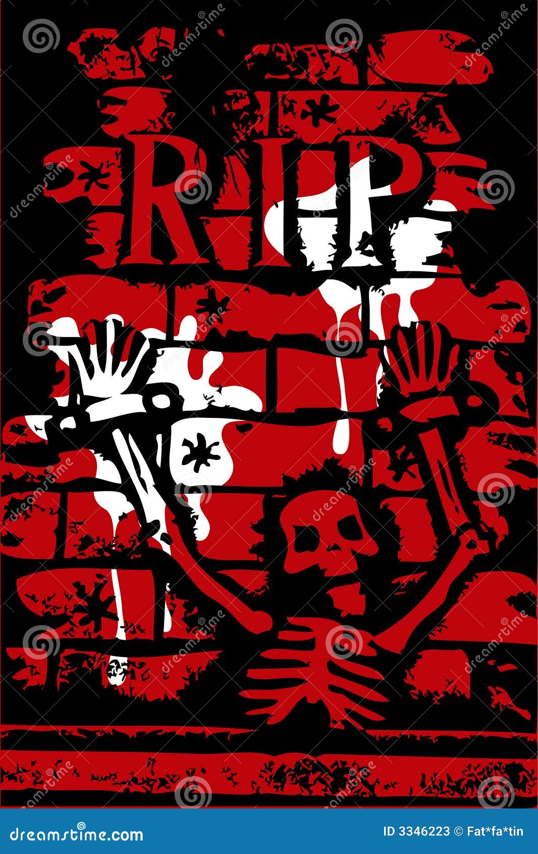 Halloween Grunge RIP Skeleton Stock Vector - Illustration of blot ...