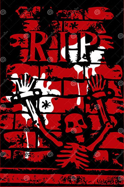 Halloween Grunge RIP Skeleton Stock Vector - Illustration of blot ...
