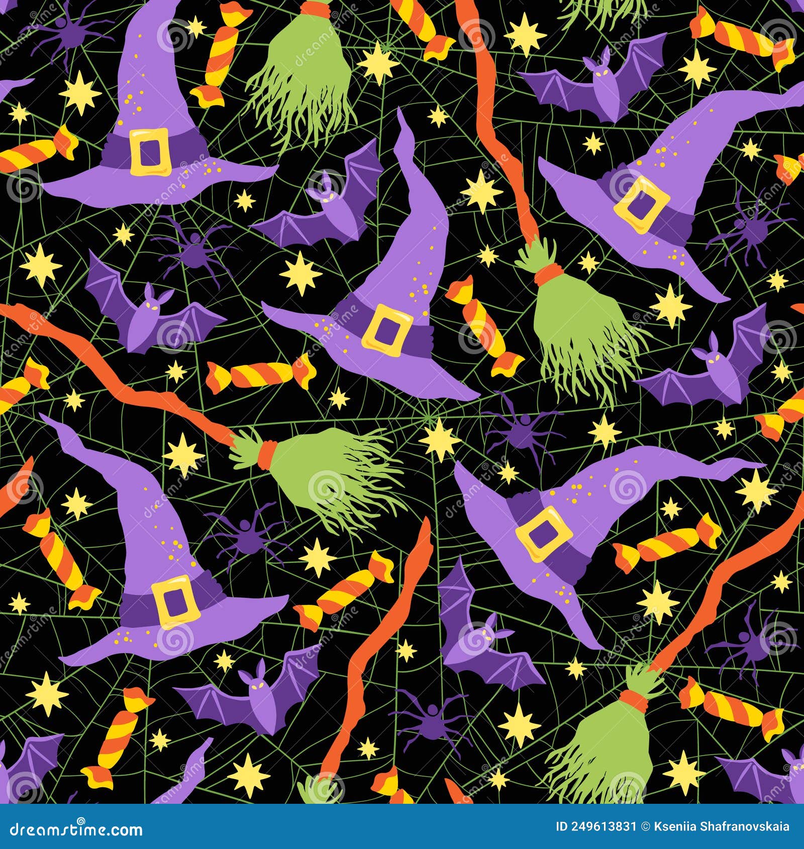 Halloween Hand Drawn Vector Seamless Pattern Stock Vector - Illustration of elements, halloween ...