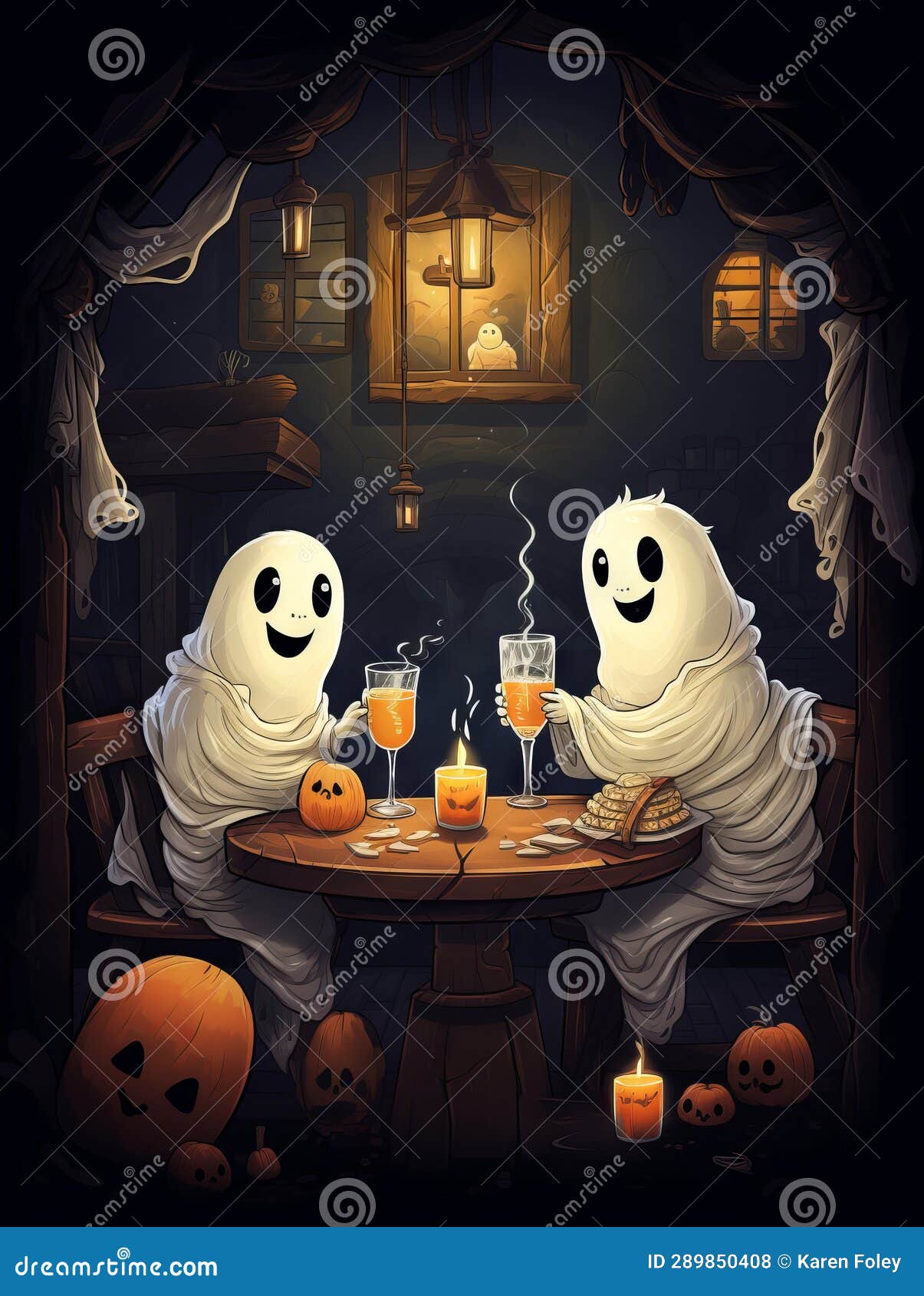 Halloween Happy Hour stock illustration. Illustration of ghost - 289850408
