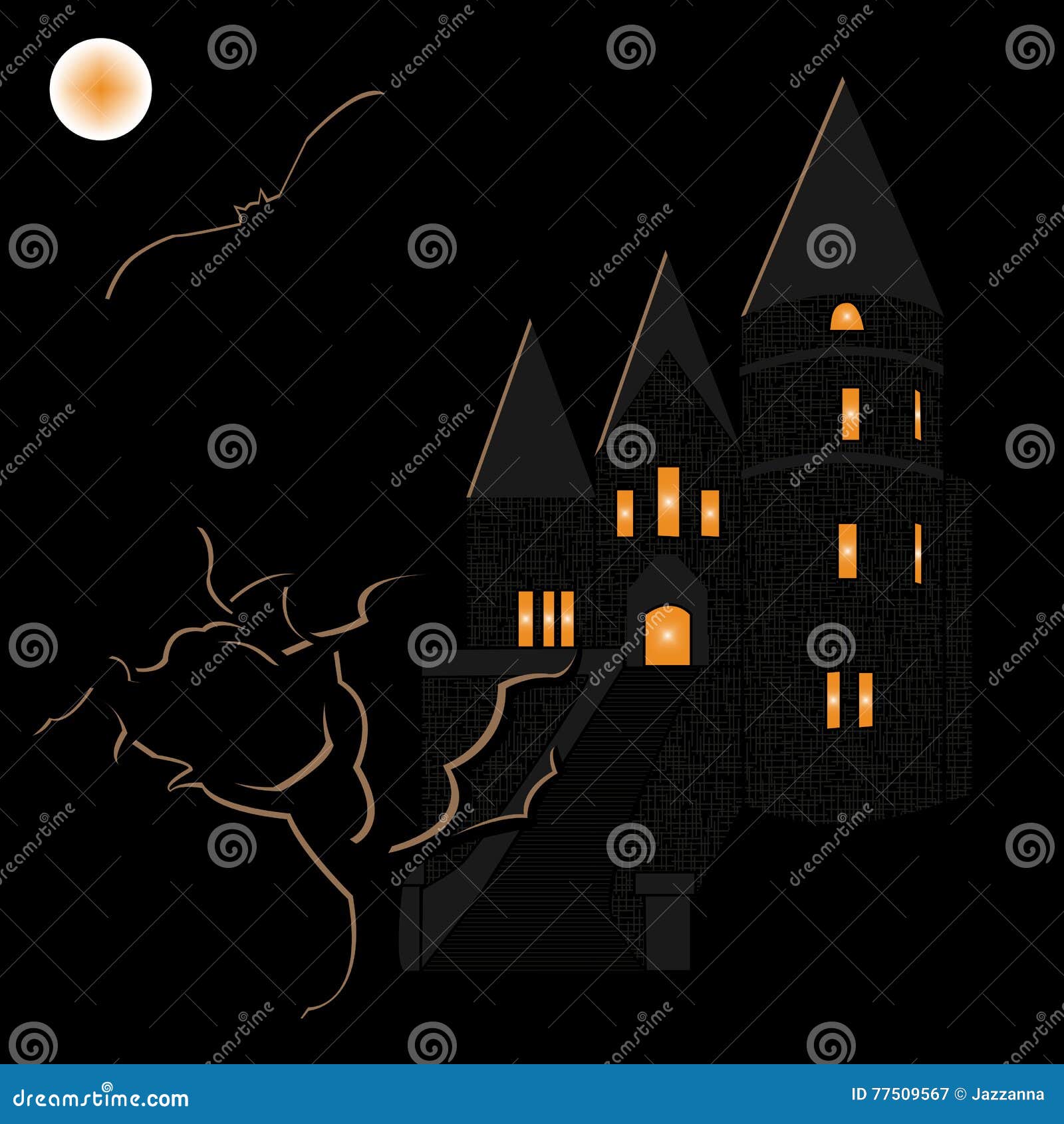 Halloween haunted castle stock vector. Illustration of haunted - 77509567