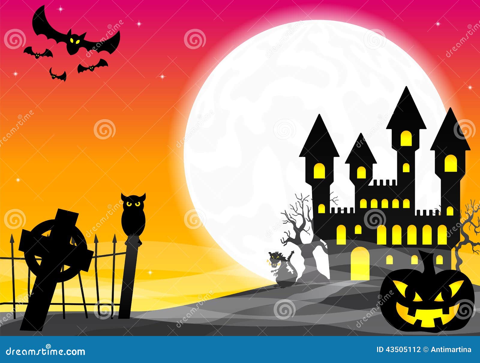 Halloween haunted castle stock vector. Illustration of silhouette ...