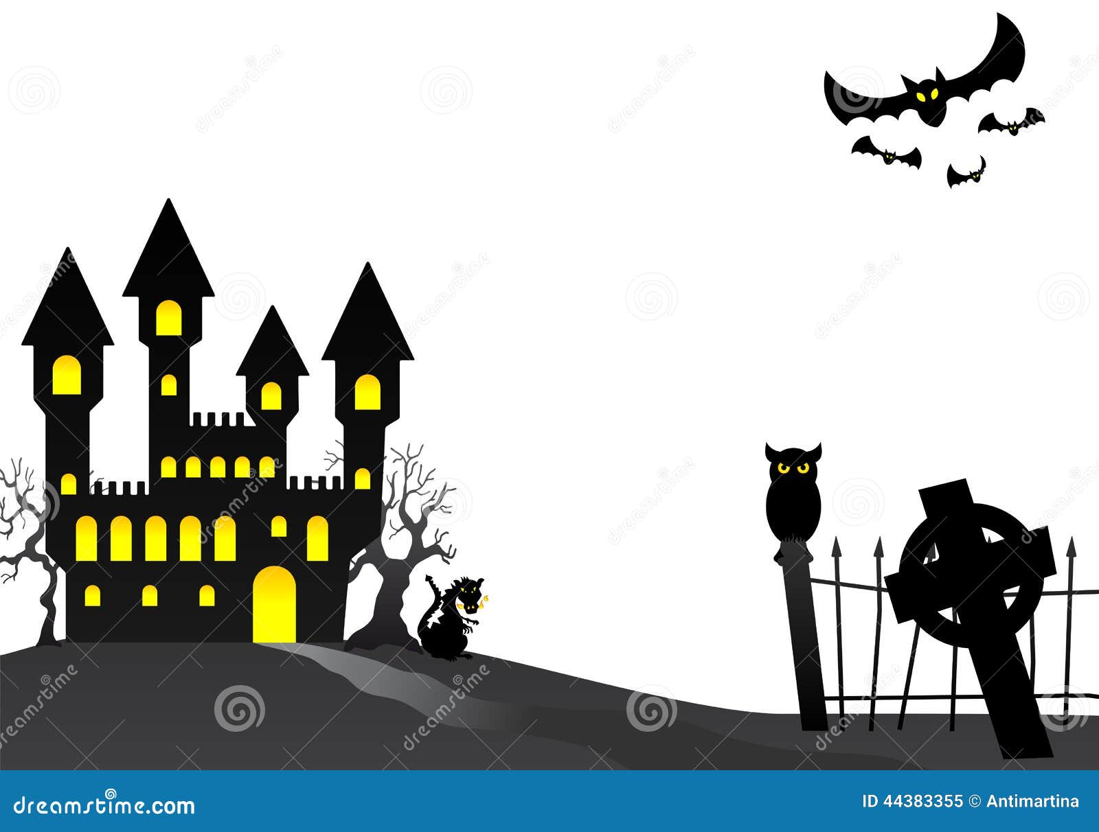 Halloween haunted castle stock vector. Illustration of dragon - 44383355
