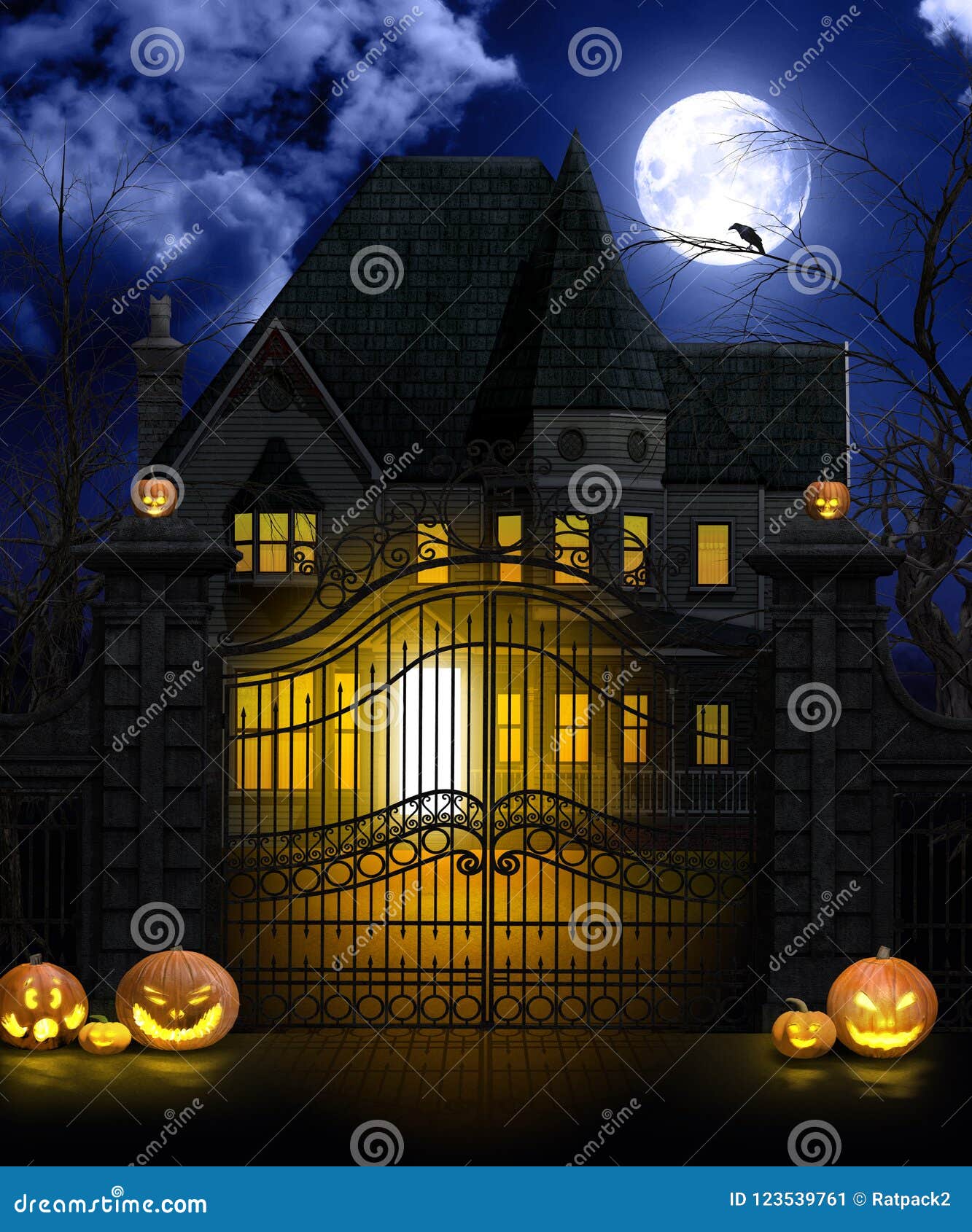 Haunted Mansion A Dark And Unsettling Image Of A House With Shad Stock ...