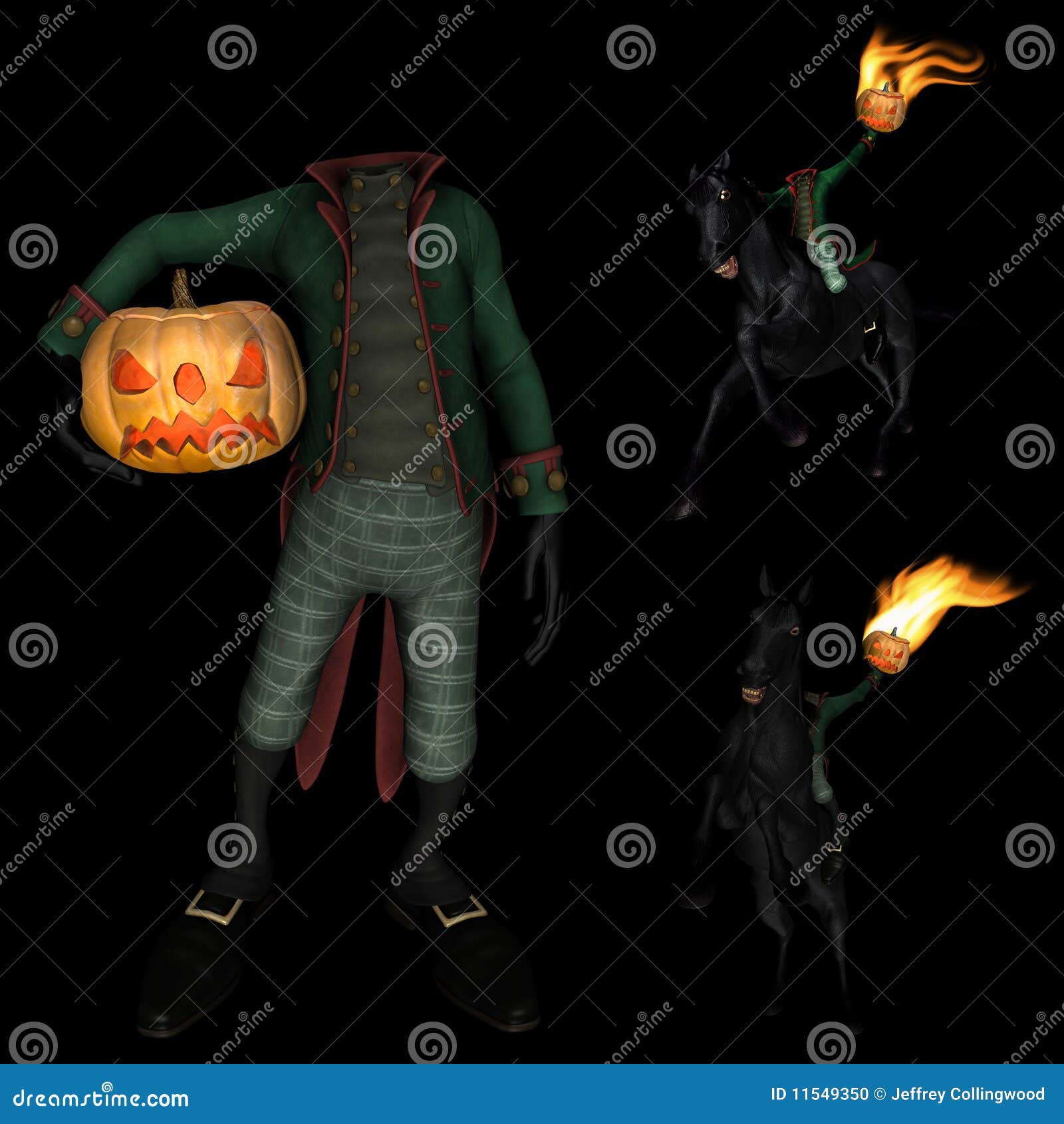 Headless Horseman Riding A Flaming Horse In Front Of A Medieval Castle ...