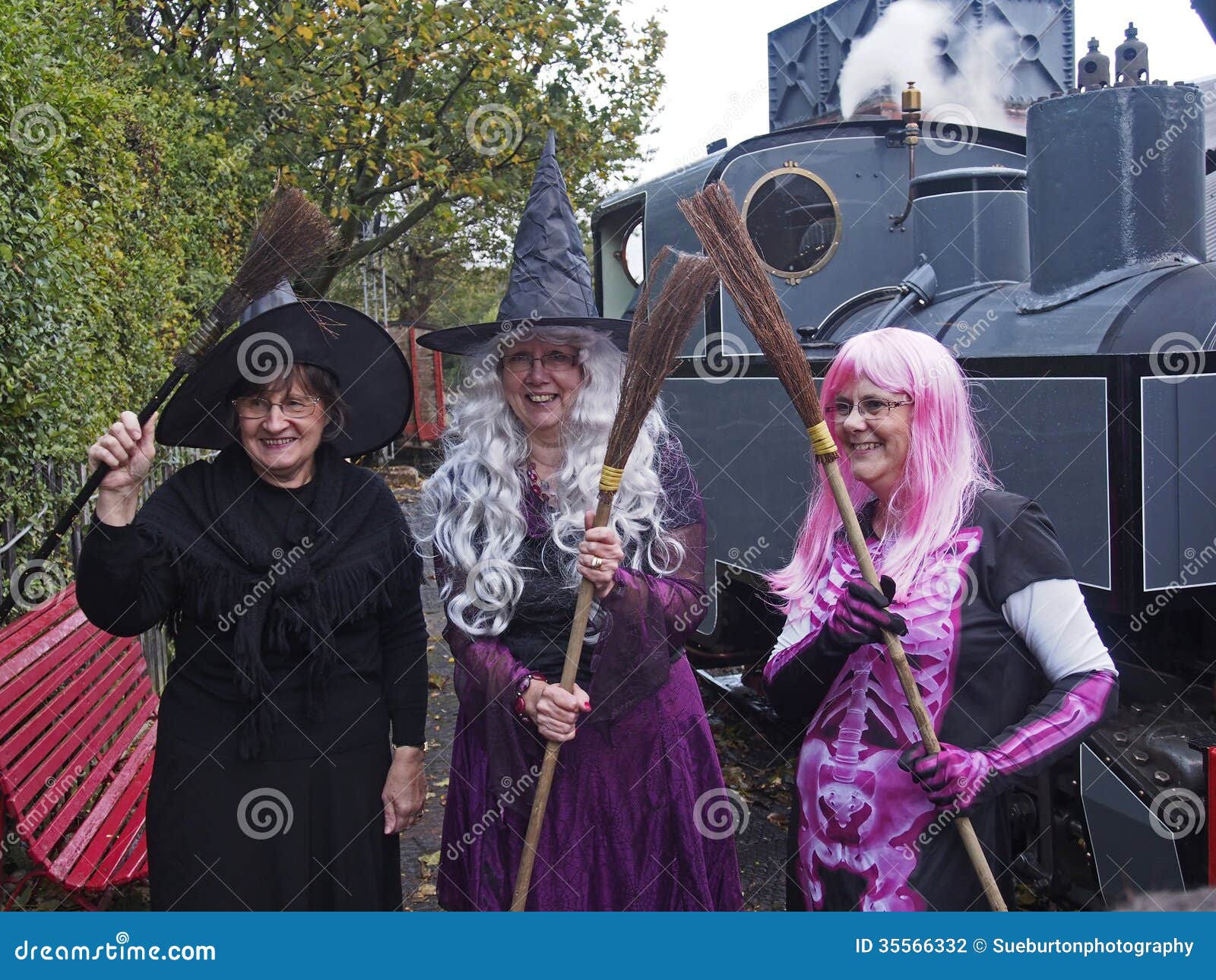 Halloween-heksen redactionele fotografie. Image of treinen - 35566332