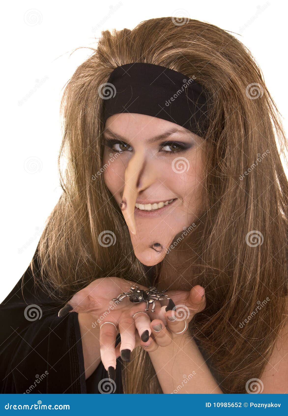 Halloween-Hexe Mit Dem Greiferfinger Und -spinne. Stockfoto - Bild von ...