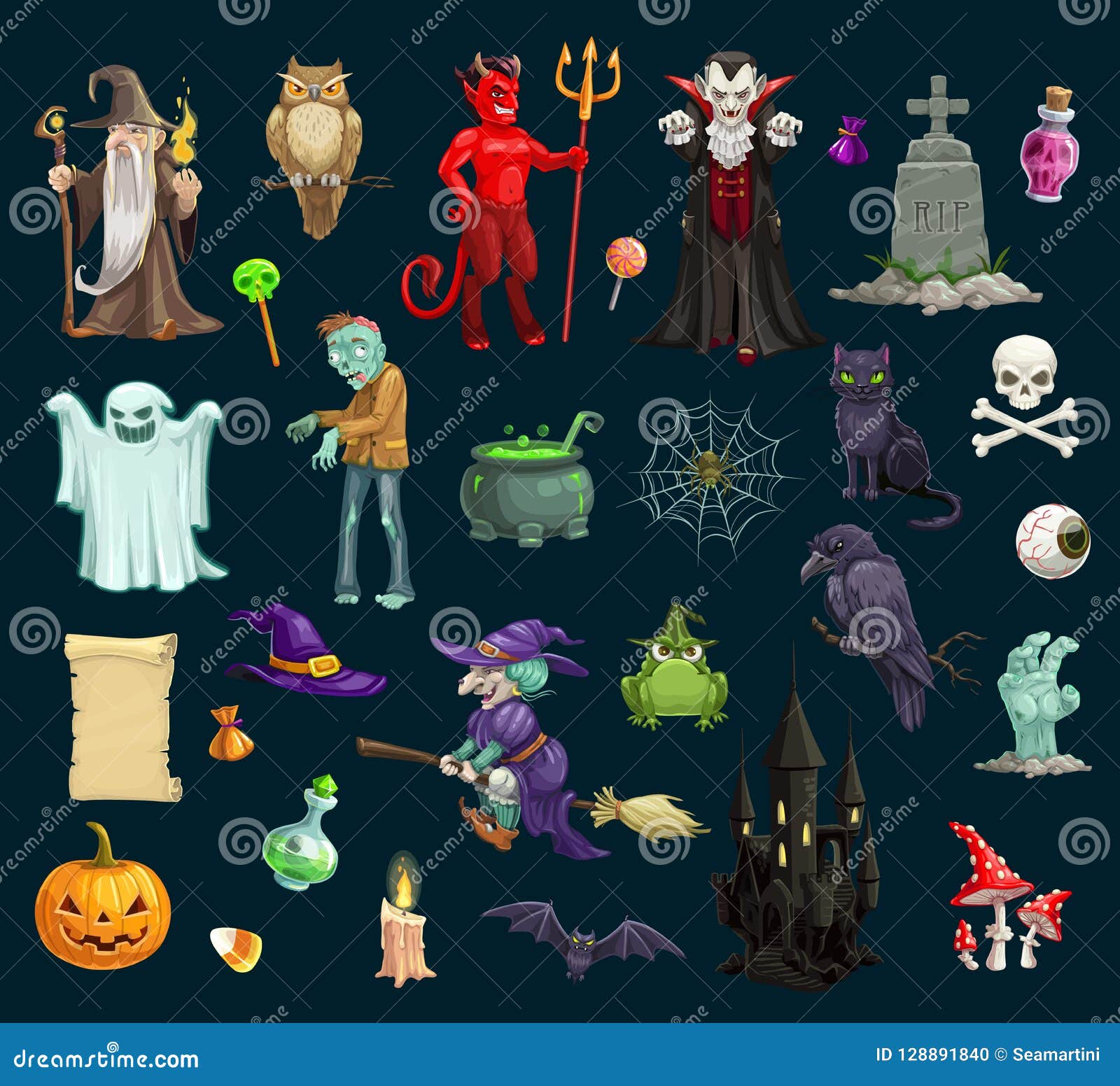 Halloween Holiday Evil Characters, Vector Stock Vector - Illustration ...