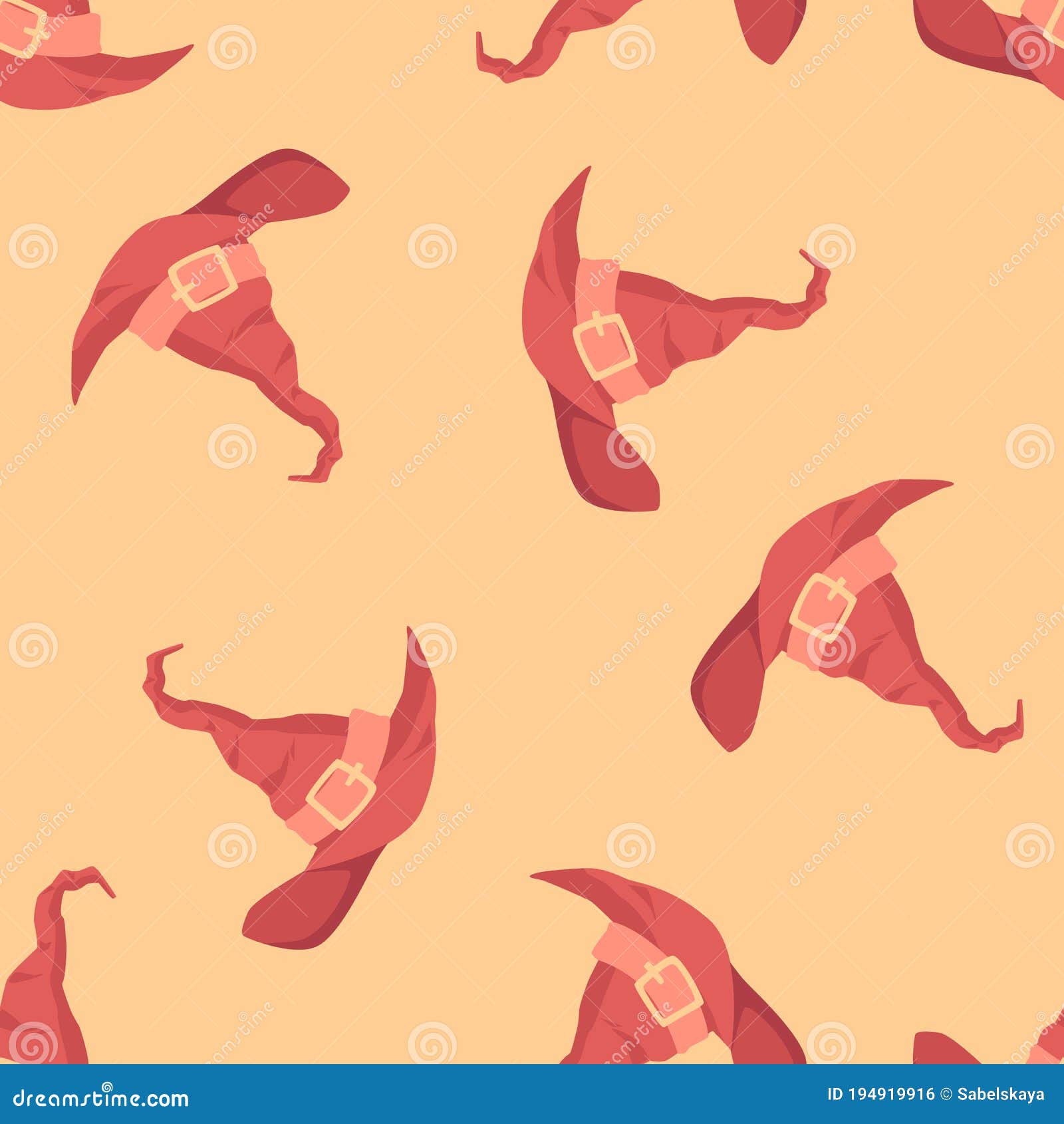 Halloween Seamless Pattern Texture with Witch Hats, Flat Vector ...