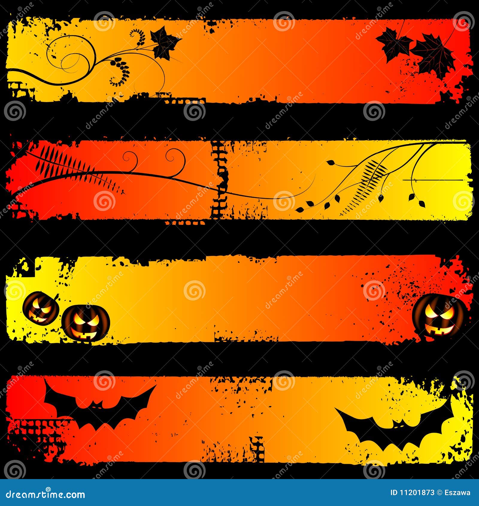 Halloween Horizontal Banners, Set Stock Vector - Illustration of spooky ...