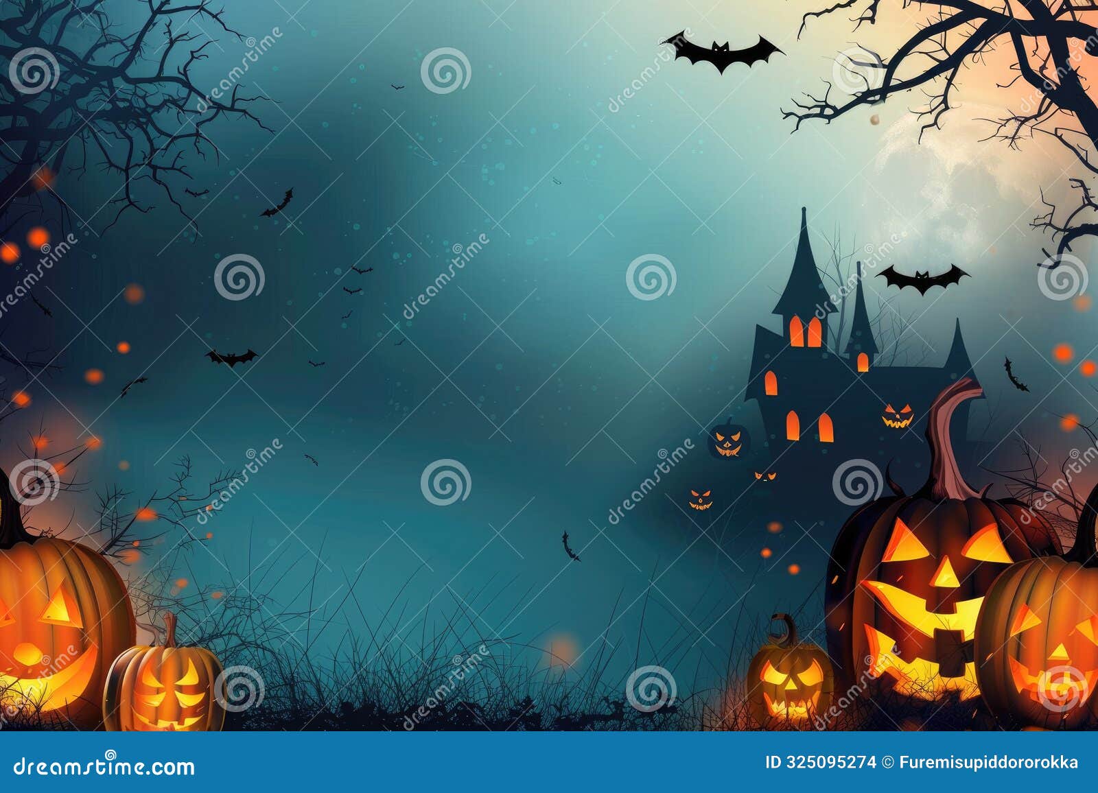Halloween Horror Party Banner Template with Copyspace Stock ...