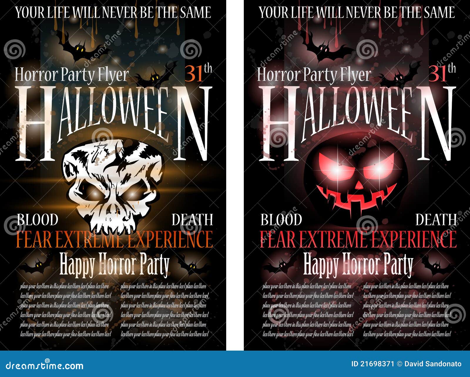 Halloween Horror Party Flyer Stock Vector - Illustration of brochure ...