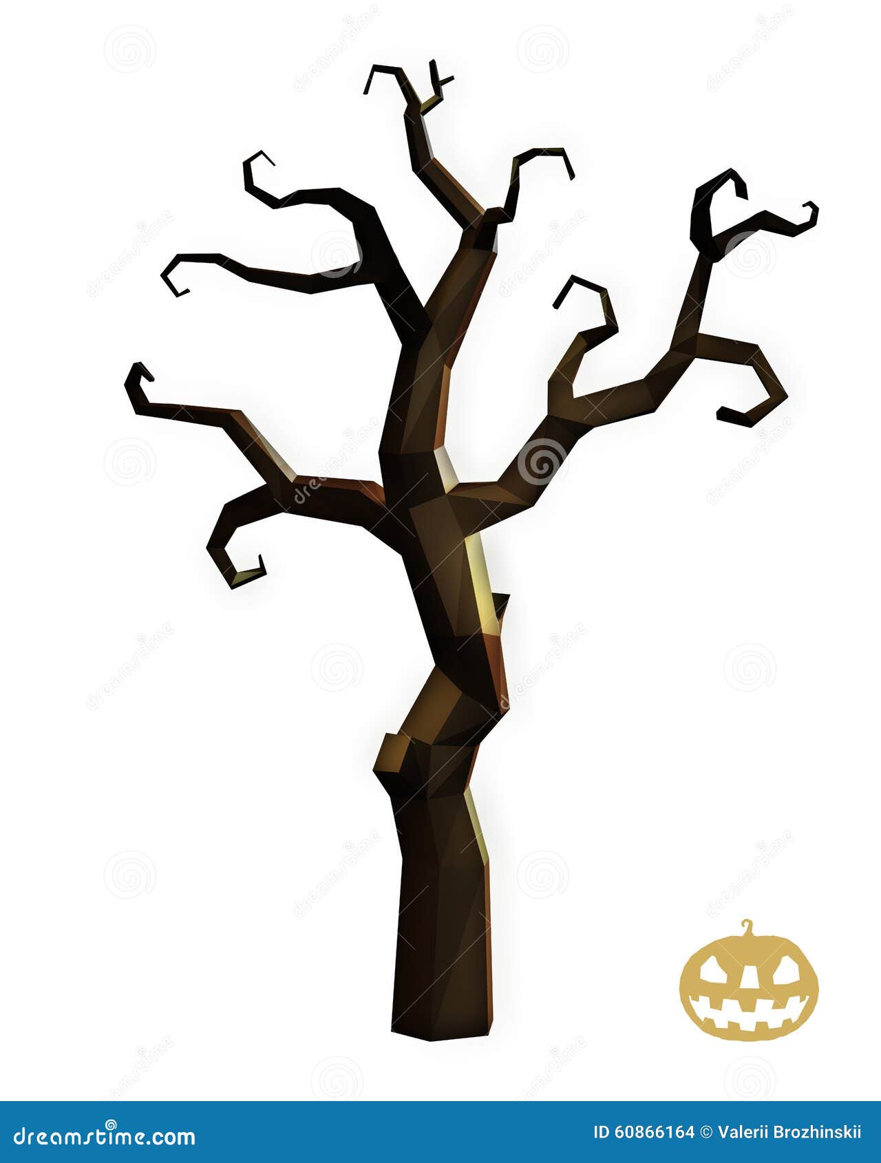 Halloween Horror Tree Low Poly Stock Illustration - Illustration of ...