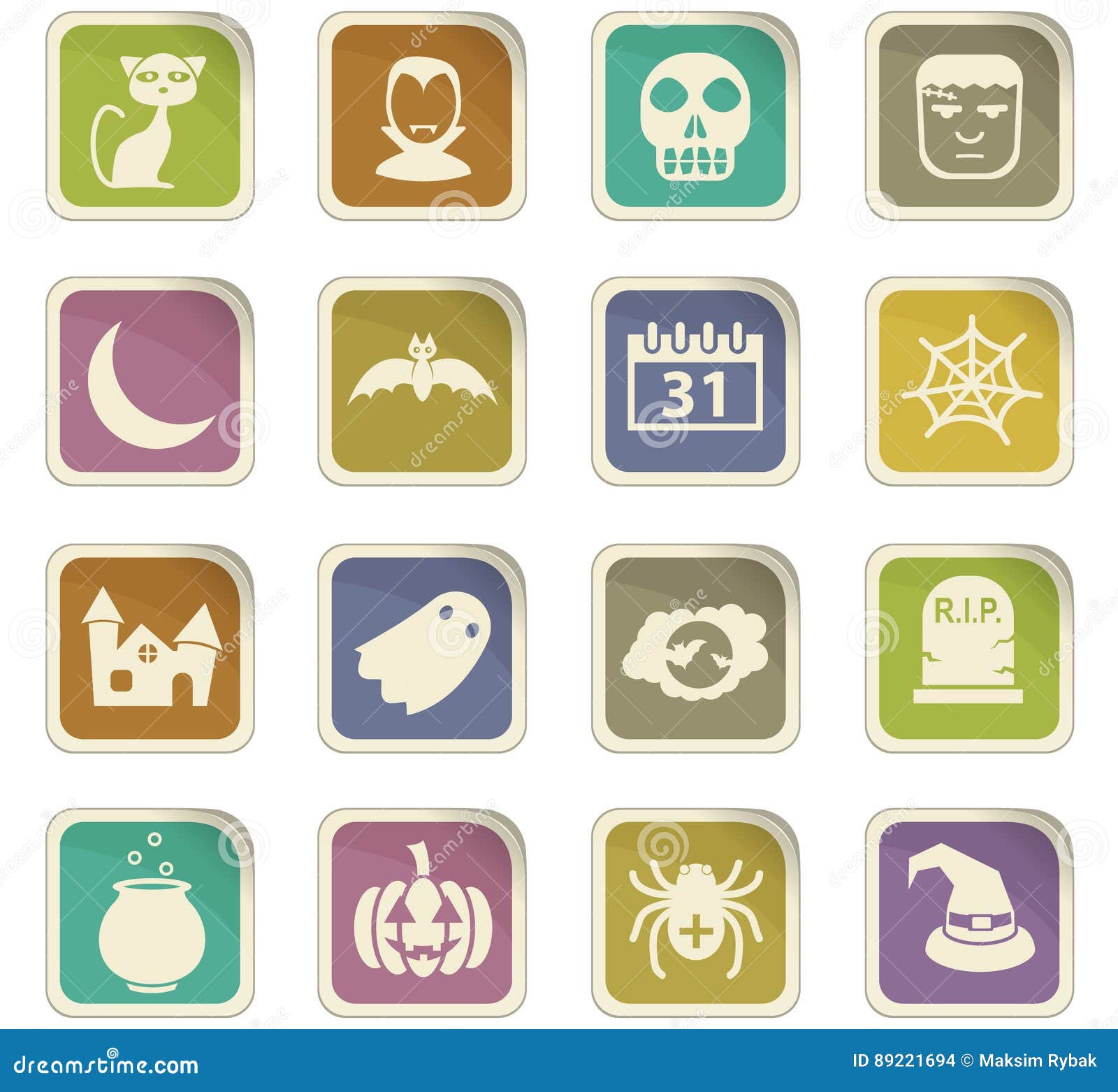 Halloween icon set stock illustration. Illustration of skull - 89221694