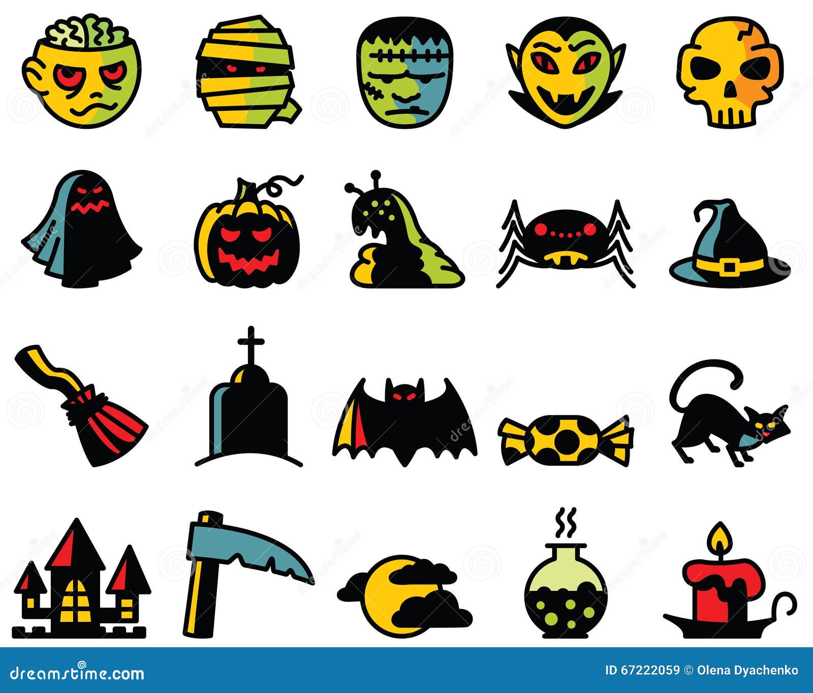Halloween icons stock vector. Illustration of holiday - 67222059