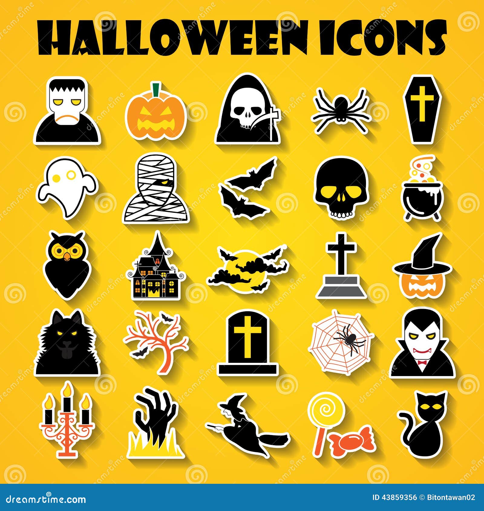 Set Of Halloween Icons, Black Silhouettes In A Circle Vector ...