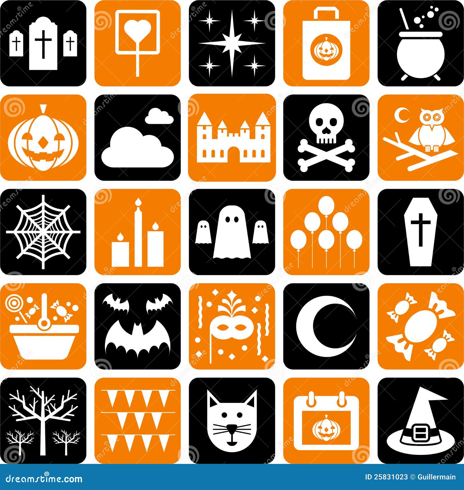 Halloween Icons Party Symbols Cartoon Vector | CartoonDealer.com #25831023