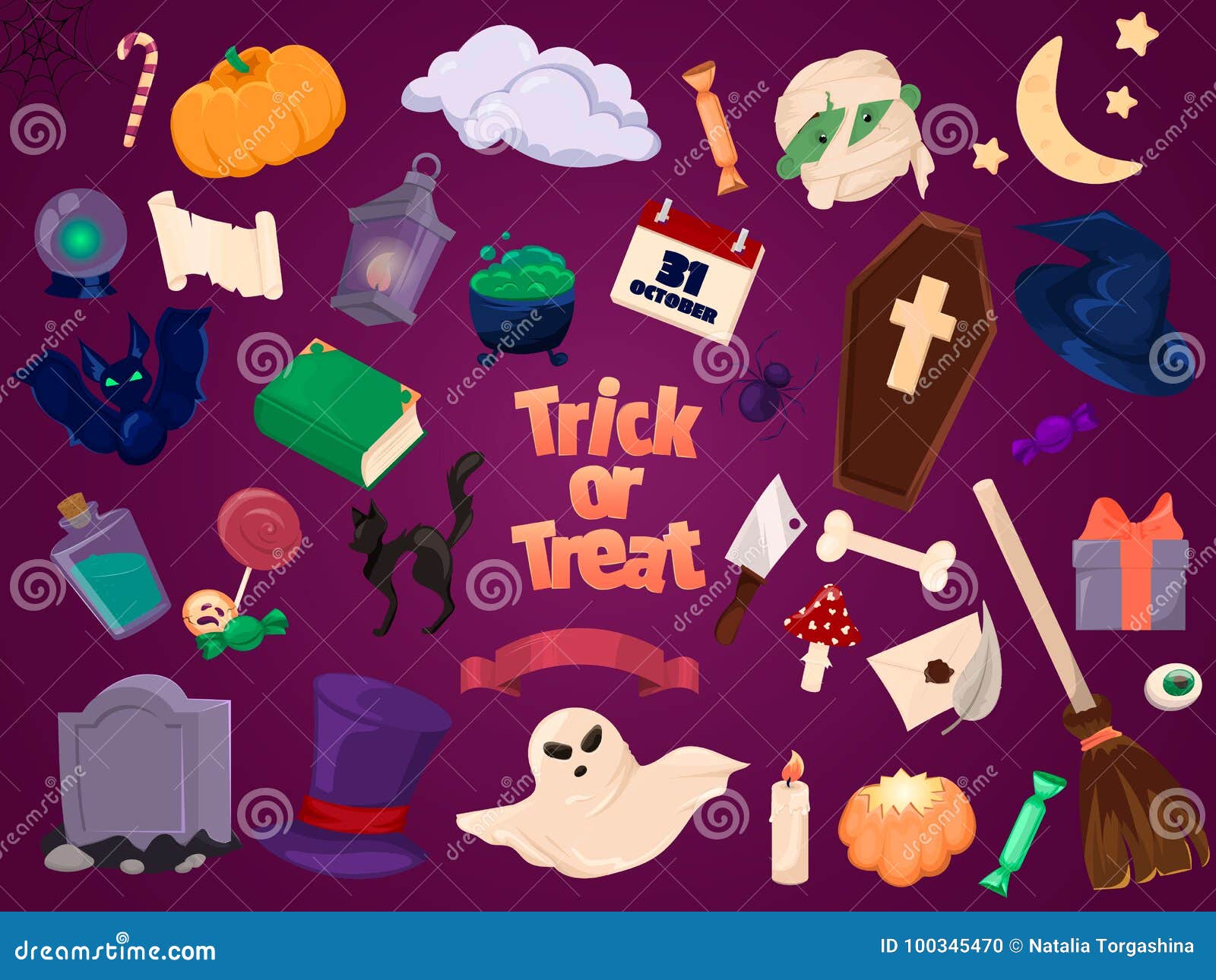 Halloween Icons. Set of Design Elements. Stock Vector - Illustration of ...