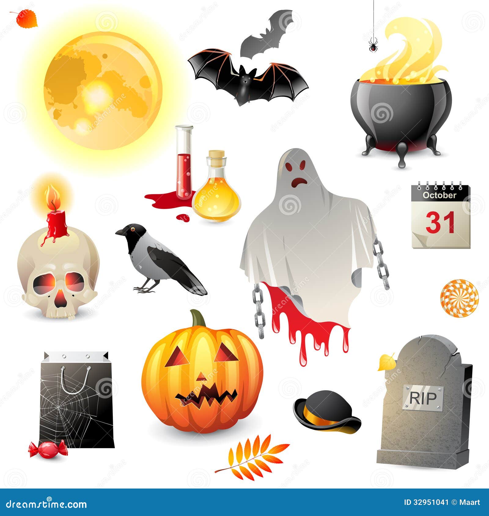 Halloween Icons. Set Of Silhouettes For Halloween. Vector Illustration ...