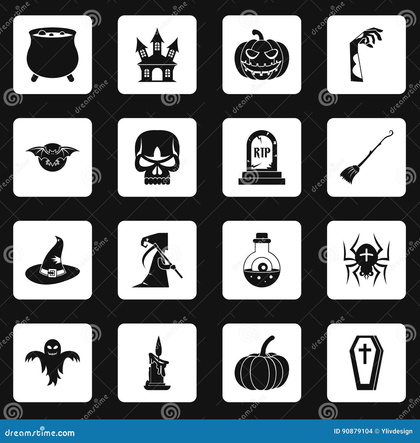 Halloween Icons Set Squares Vector Stock Vector - Illustration of ...