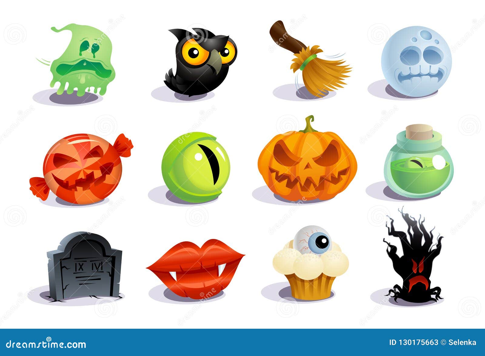 Halloween Icons and Symbols Set Stock Vector - Illustration of scary ...