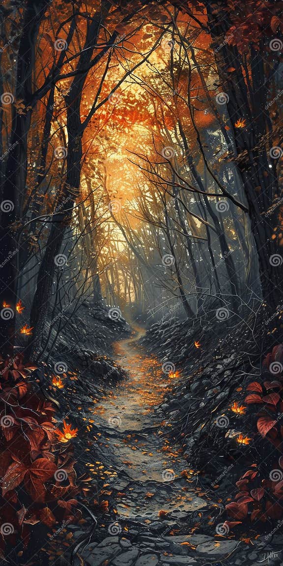Halloween Illusion with Haunted Pathway Design Stock Illustration ...