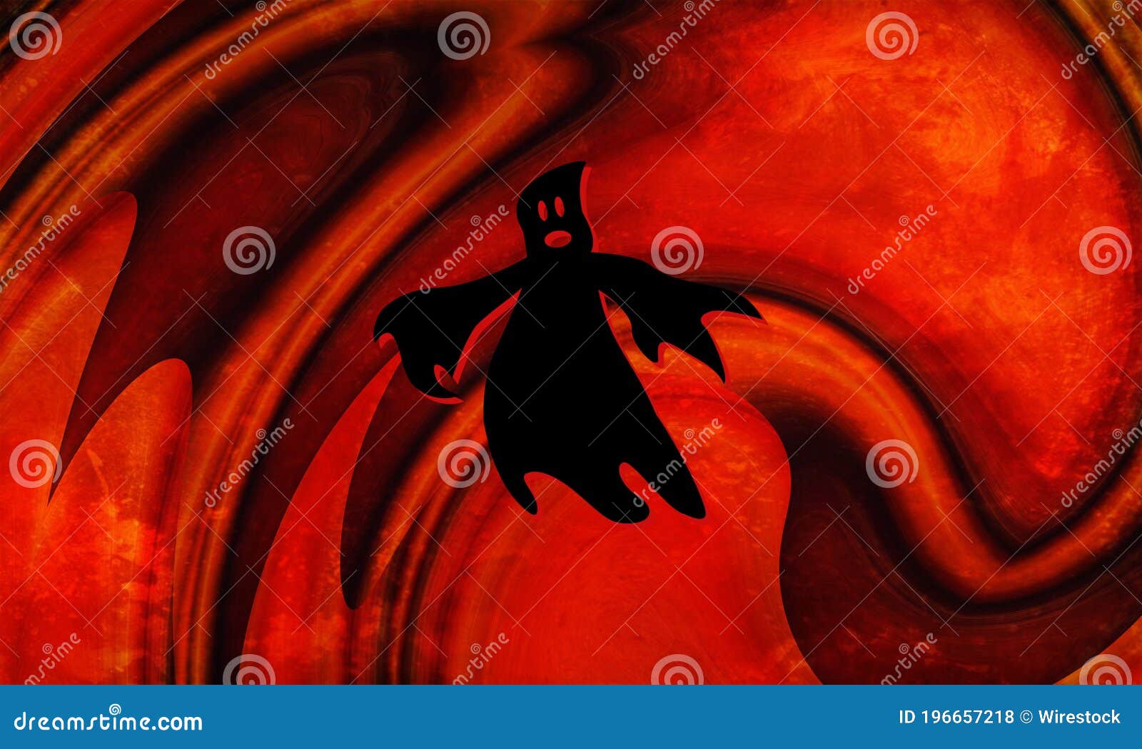 Halloween Illustration with a Scary Ghost on a Red Background Stock ...