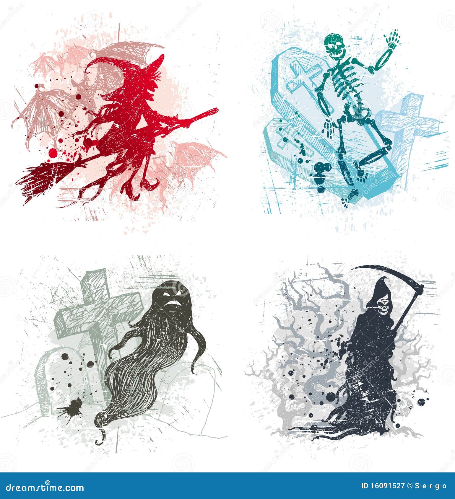 Halloween Illustrations with Evil Spirits Stock Illustration ...