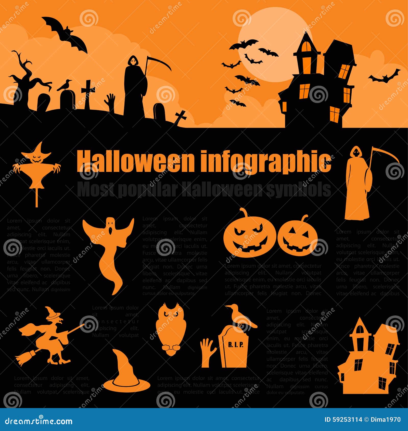 Halloween Infographic Design Stock Vector - Illustration of ghost ...
