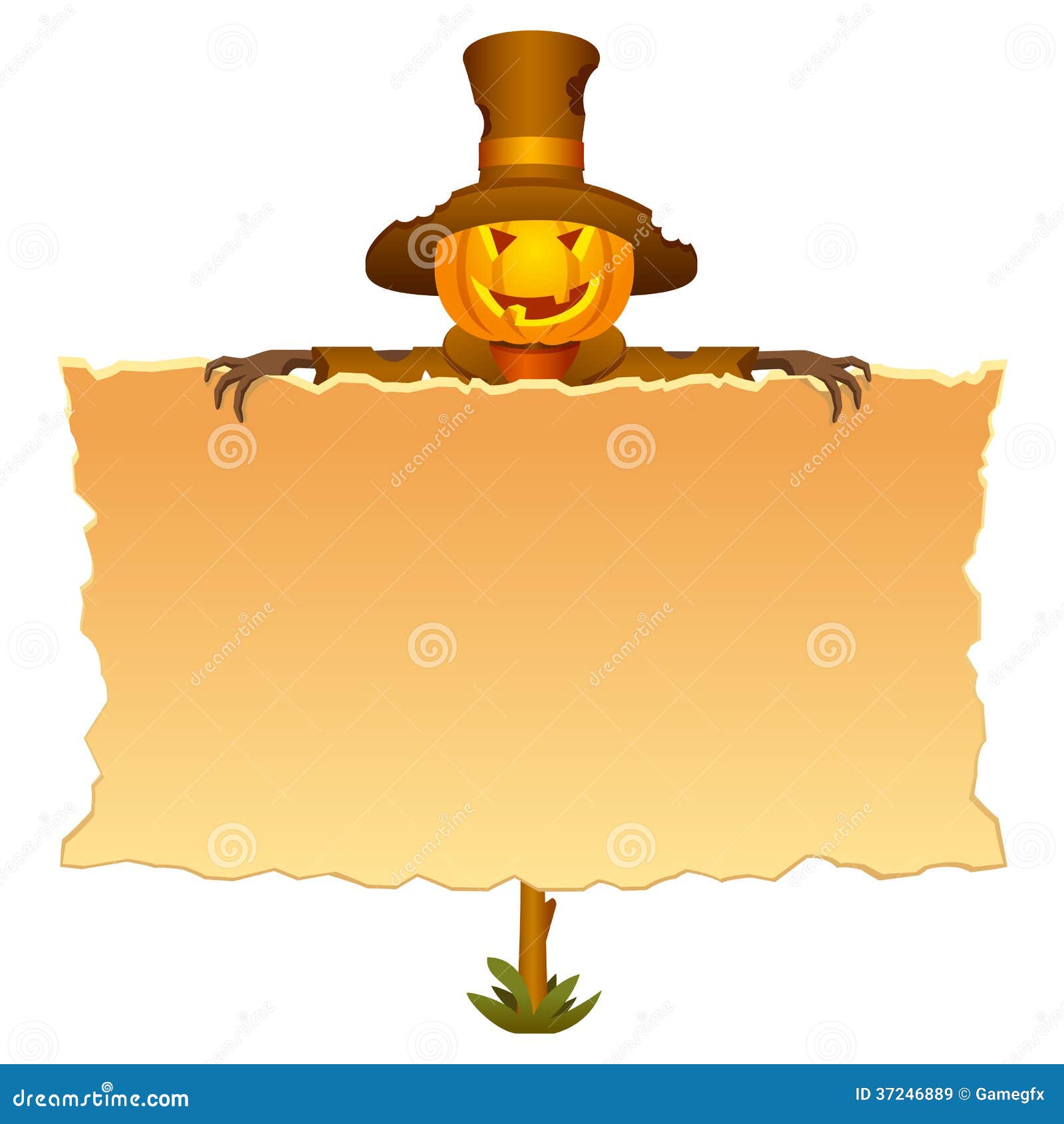 Halloween Invitation with Scarecrow Stock Illustration - Illustration ...