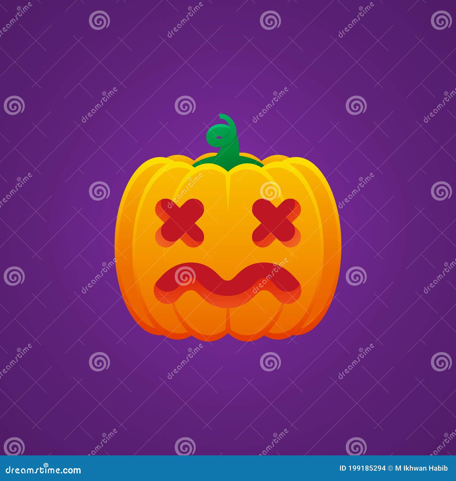 Halloween Jack O Lantern Pumpkin Expression Dizzy Emoticon Stock Vector ...