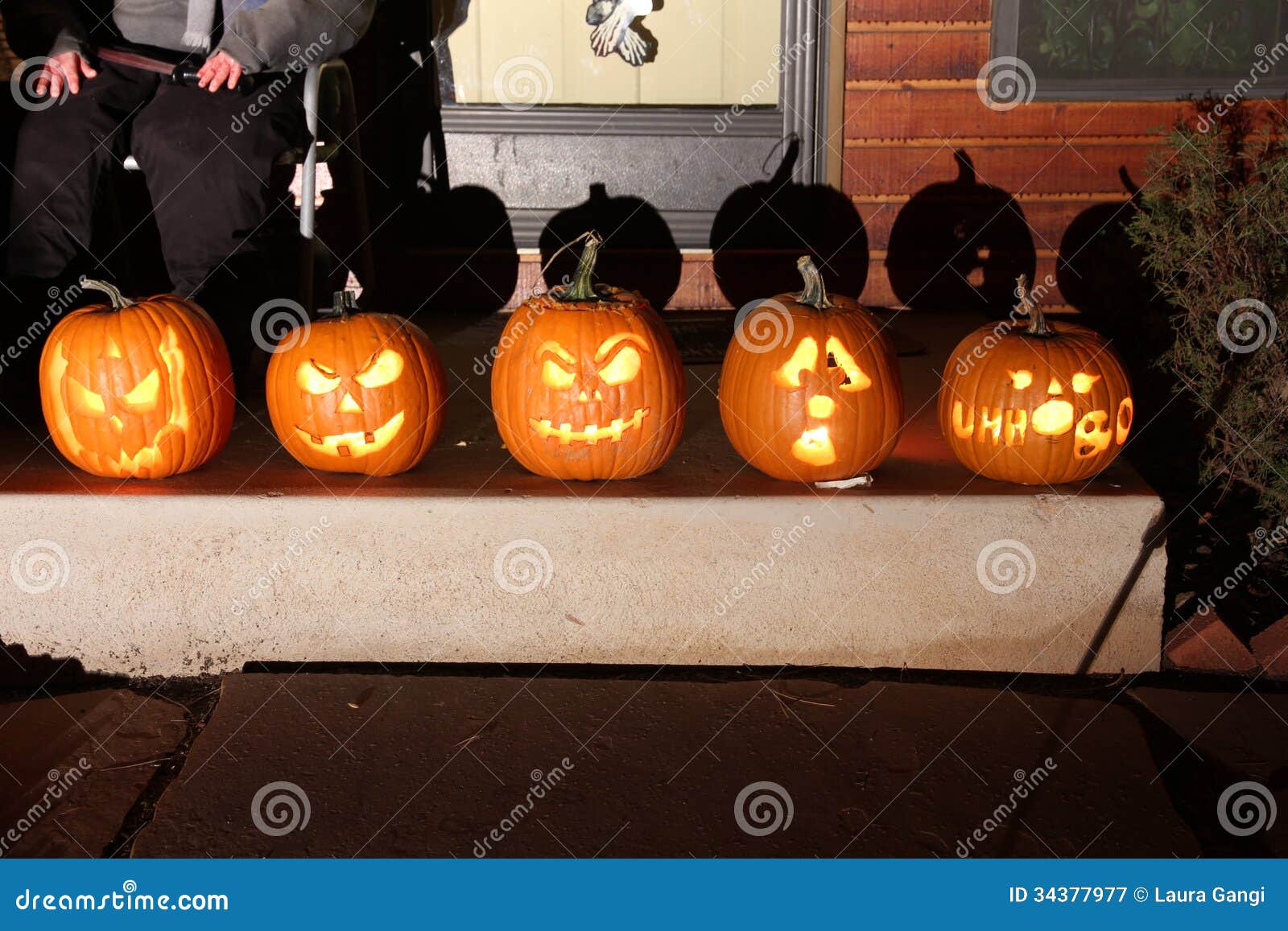 Halloween Jack O Lantern Pumpkins Stock Image - Image of light, black ...