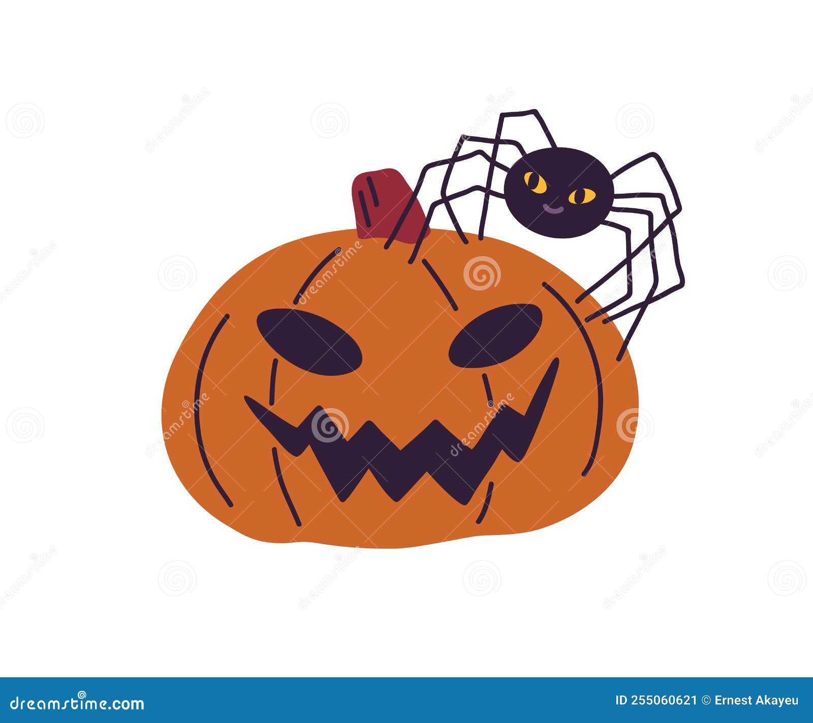 Halloween Jack Pumpkin with Creepy Carved Face and Cute Funny Spider ... Halloween Jack Pumpkin with Creepy Carved Face and Cute Funny Spider ...