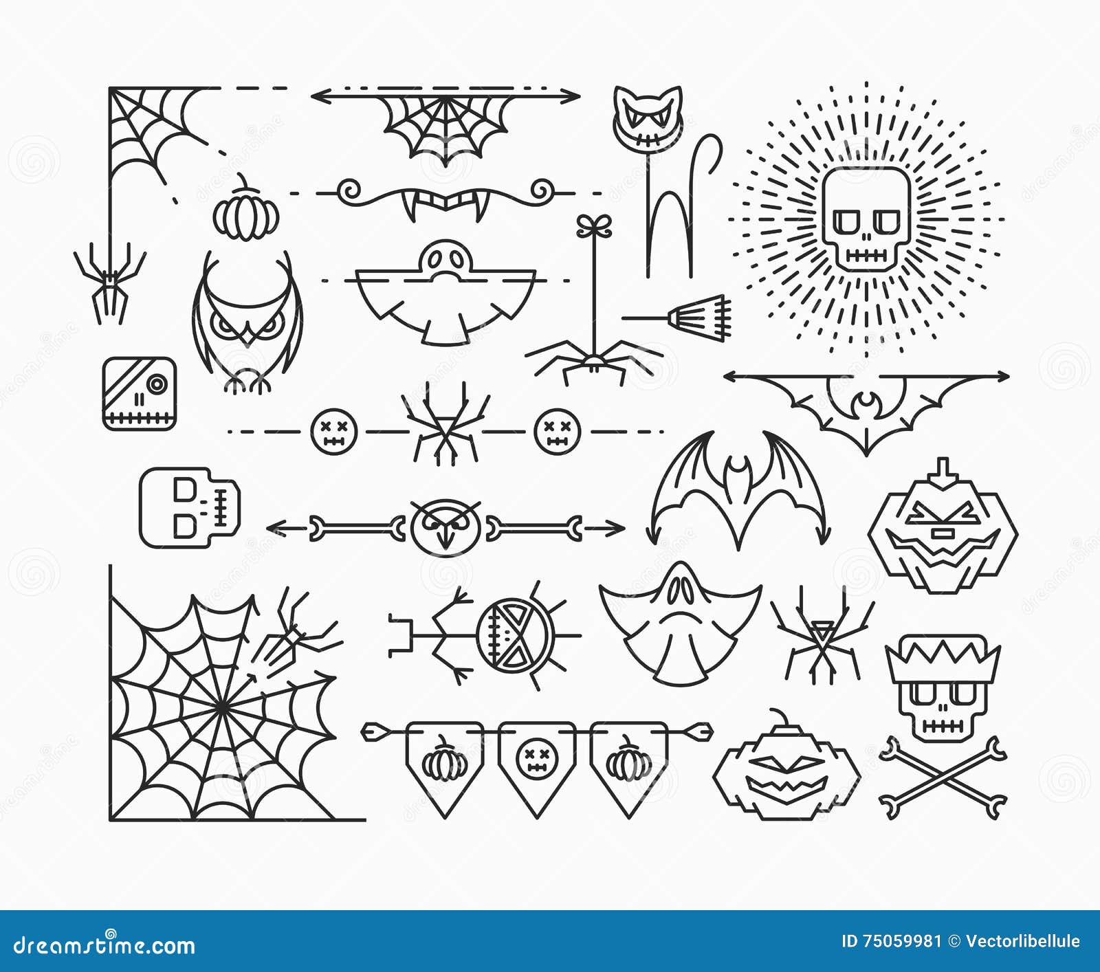 Halloween line icons set stock vector. Illustration of horror - 75059981