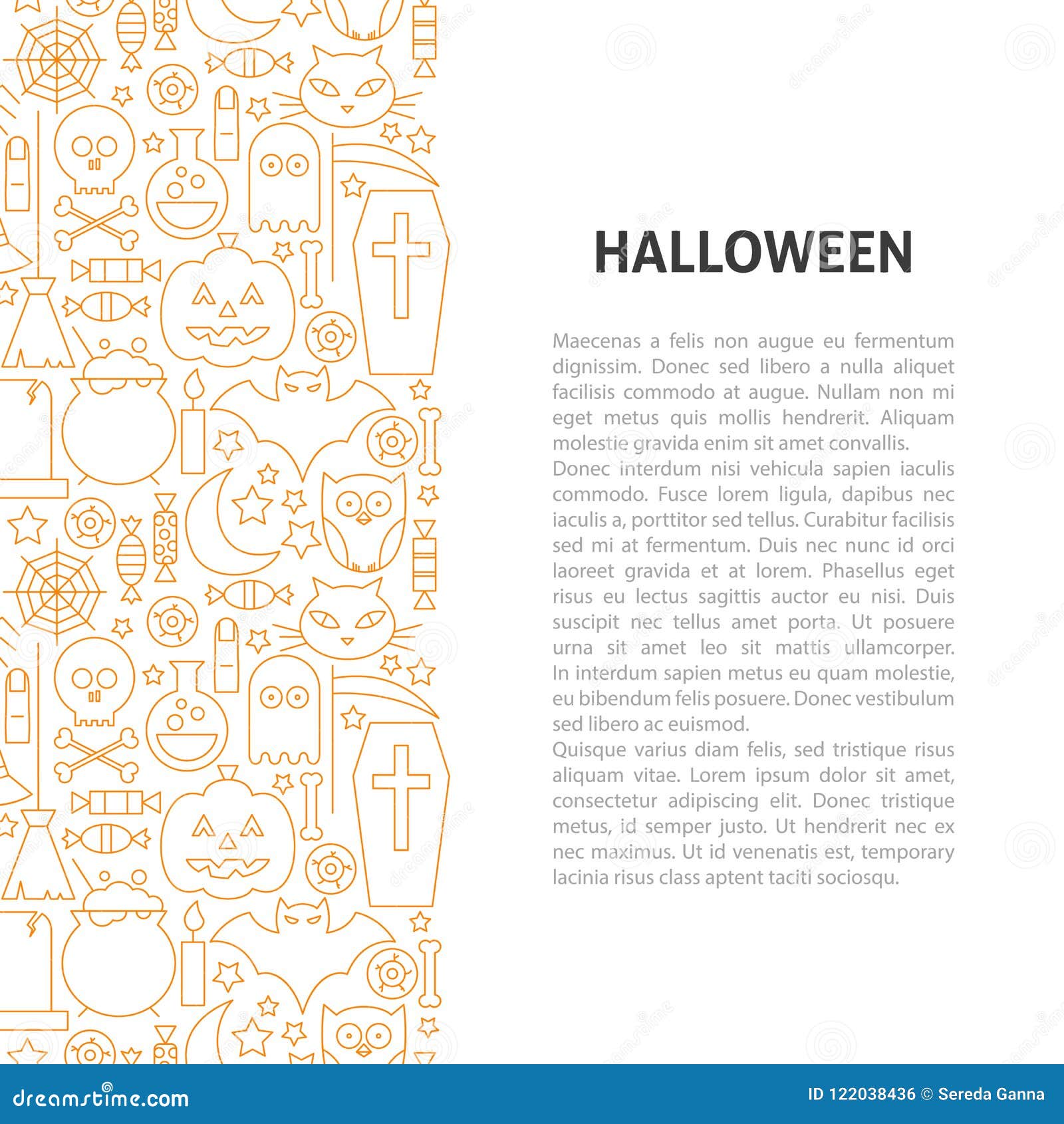 Halloween Line Pattern Concept Stock Vector - Illustration of outline ...