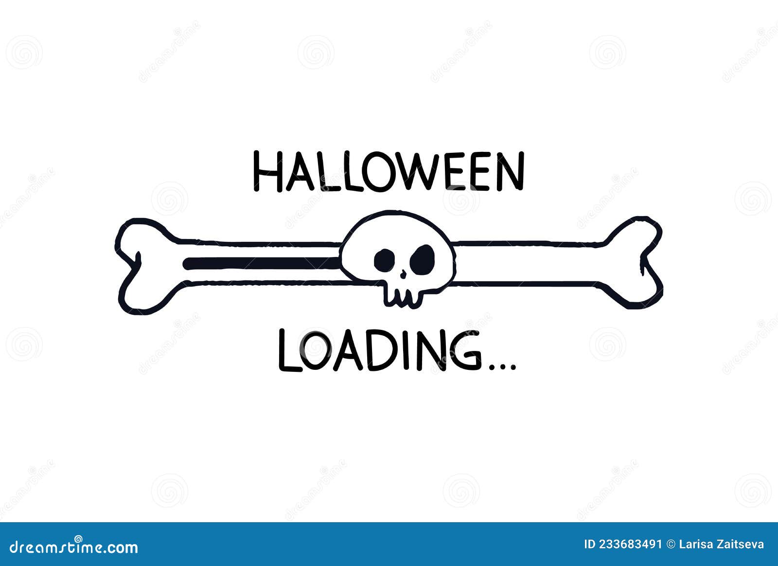 Halloween Loading Bar. Doodle Progress Bar Bone with Skull Outline ...