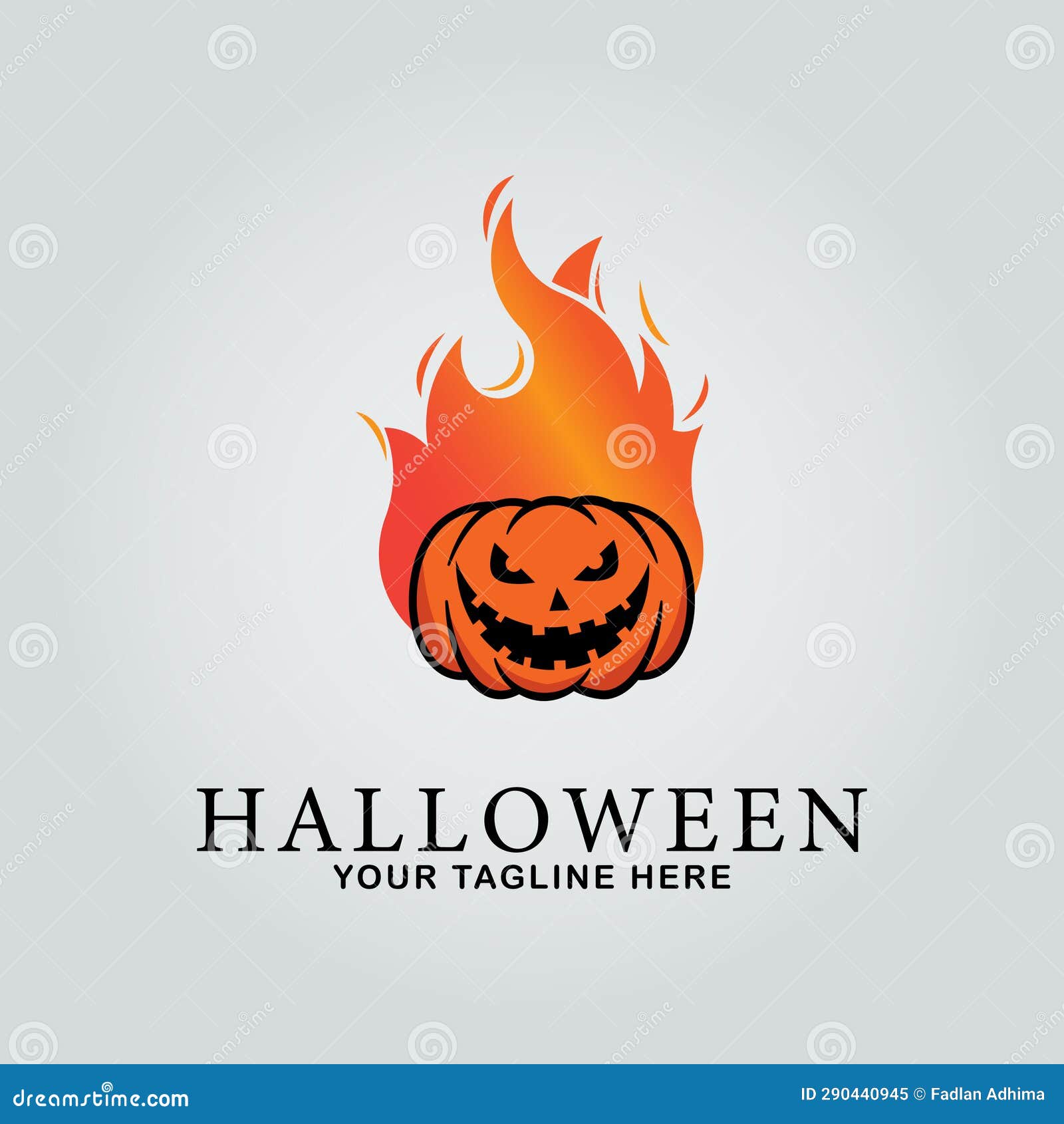 Halloween Logo Design Inspiration with Pumpkin and Fire Illustration ...