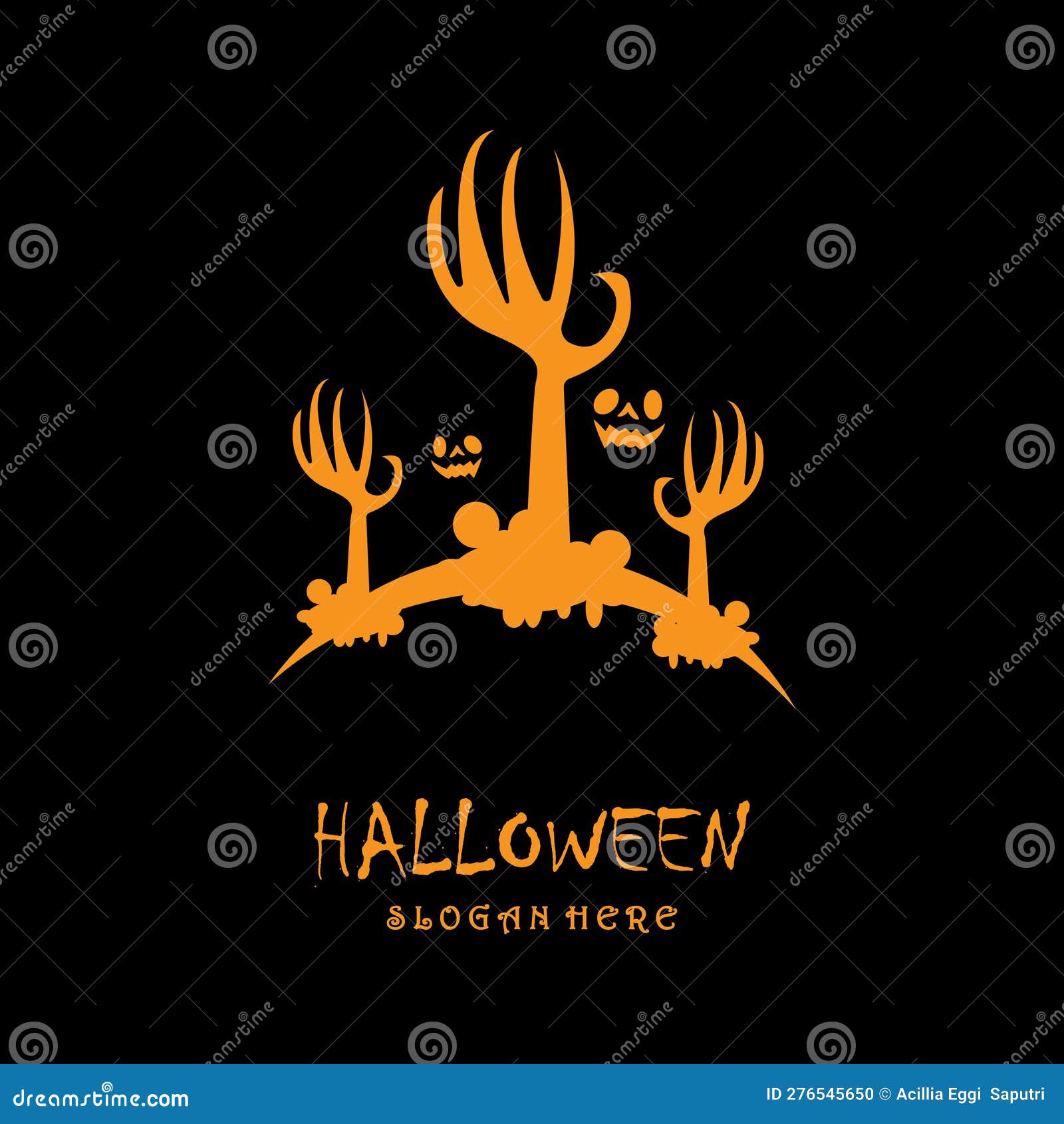 Halloween Logo with Slogan Template Stock Illustration - Illustration ...