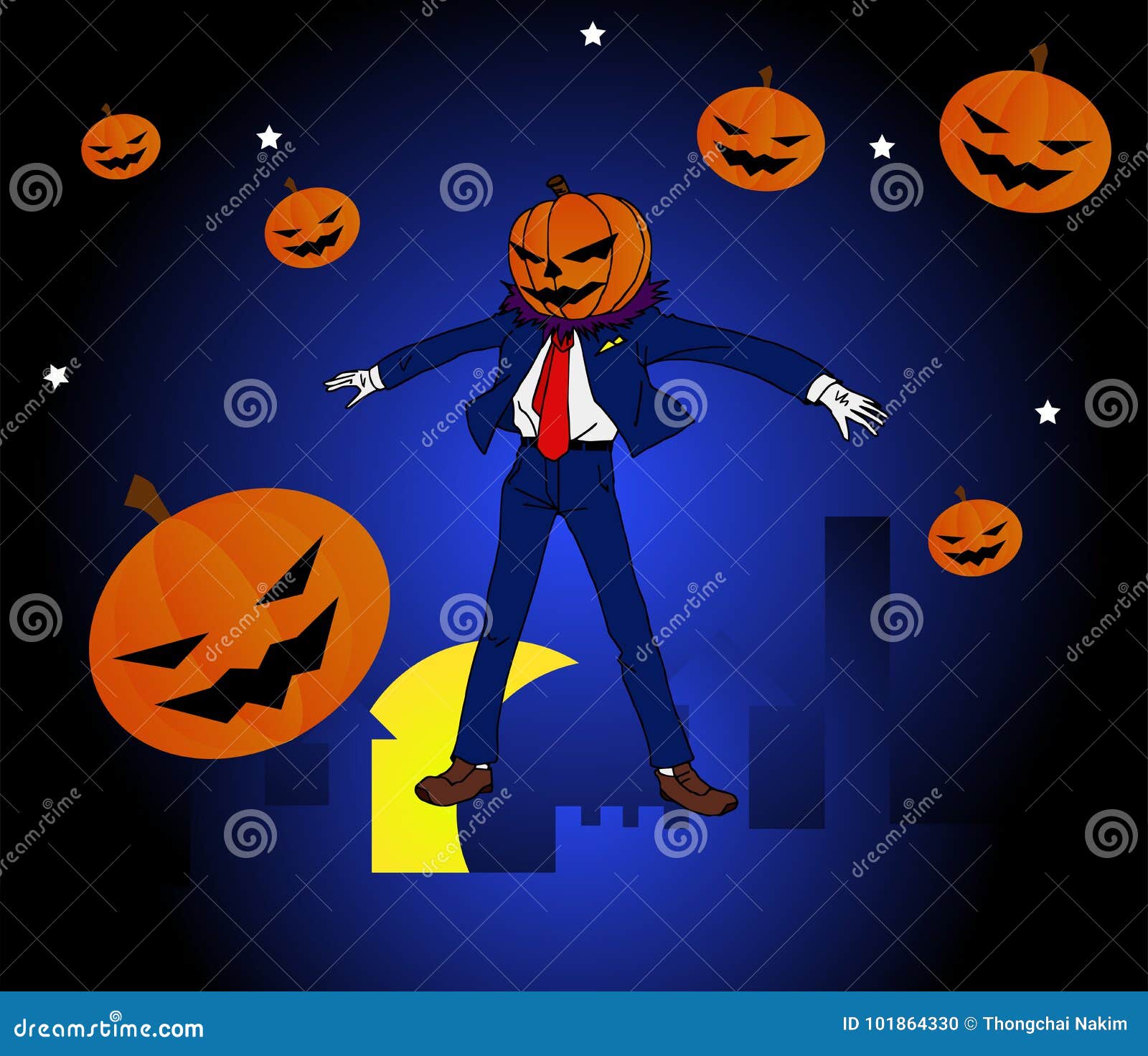 Halloween Man super hero stock vector. Illustration of moon - 101864330