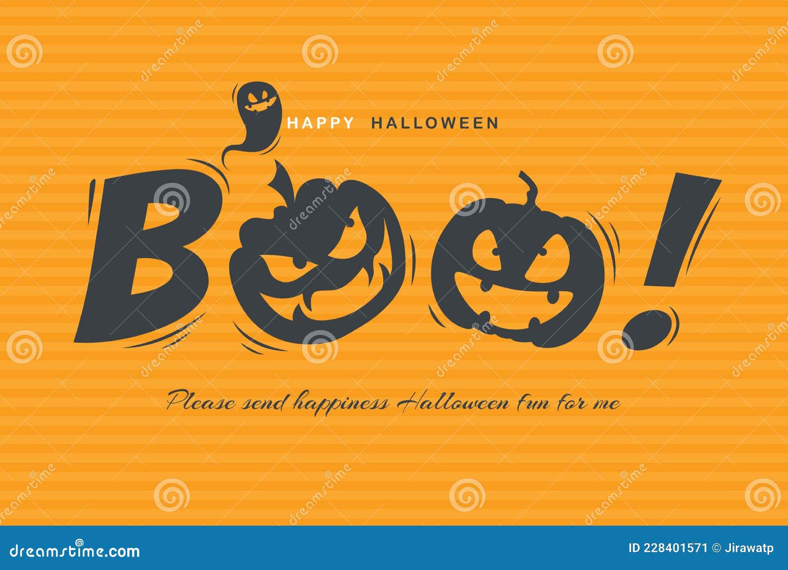 Halloween Message Boo! on Orange Background. Stock Vector ...