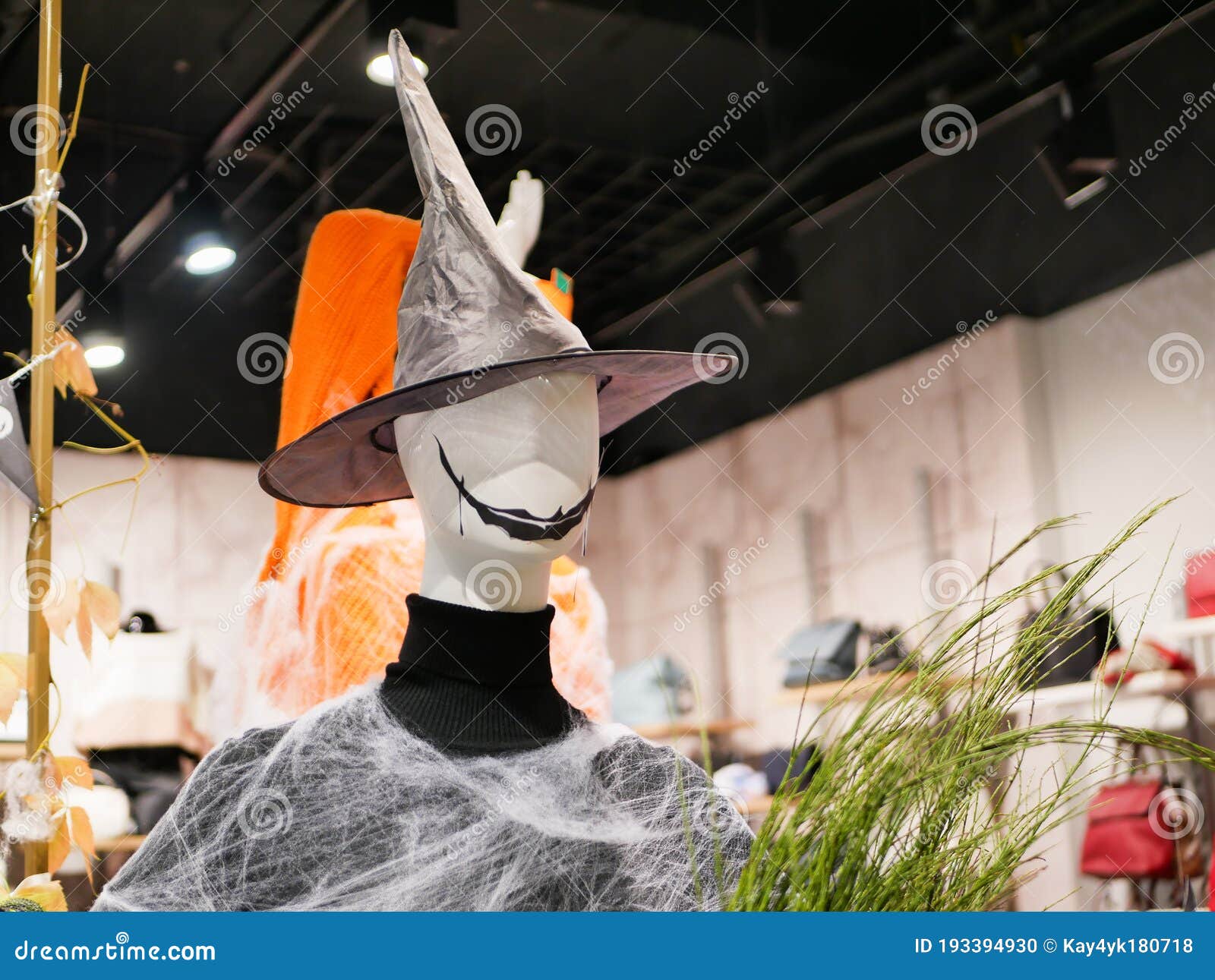 Halloween Mockup with Sharp Hat Stock Photo - Image of vintage, cafe ...