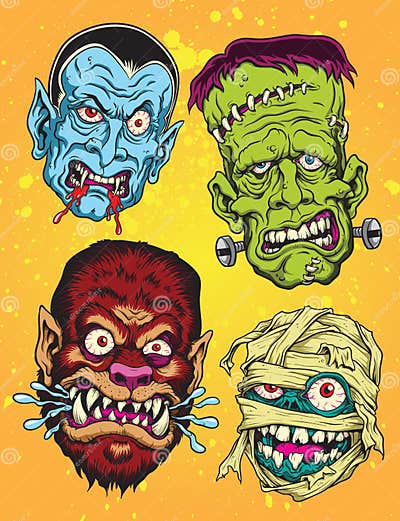 Halloween Monster Heads stock vector. Illustration of scary - 33586041