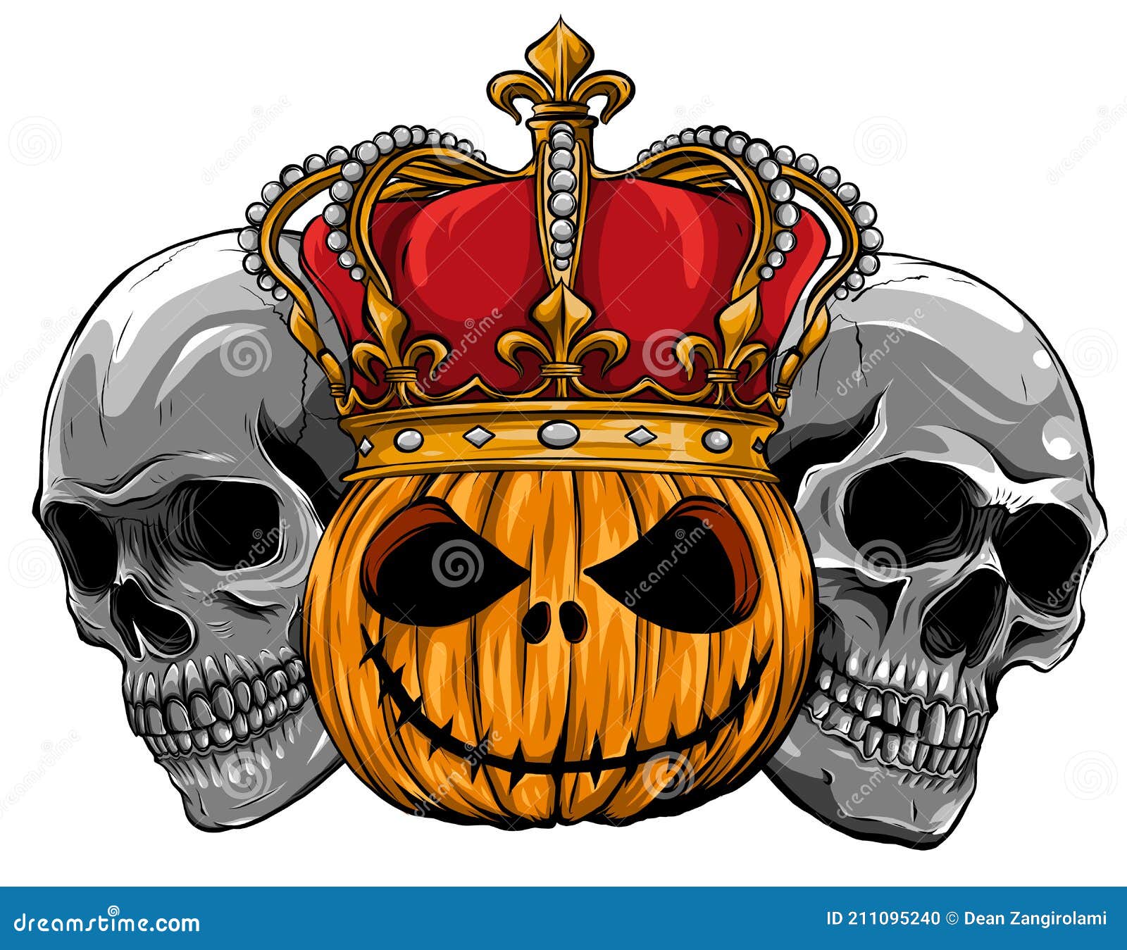 Halloween Monsters Skull with Pupmkids Isolation Vector Image Stock ...