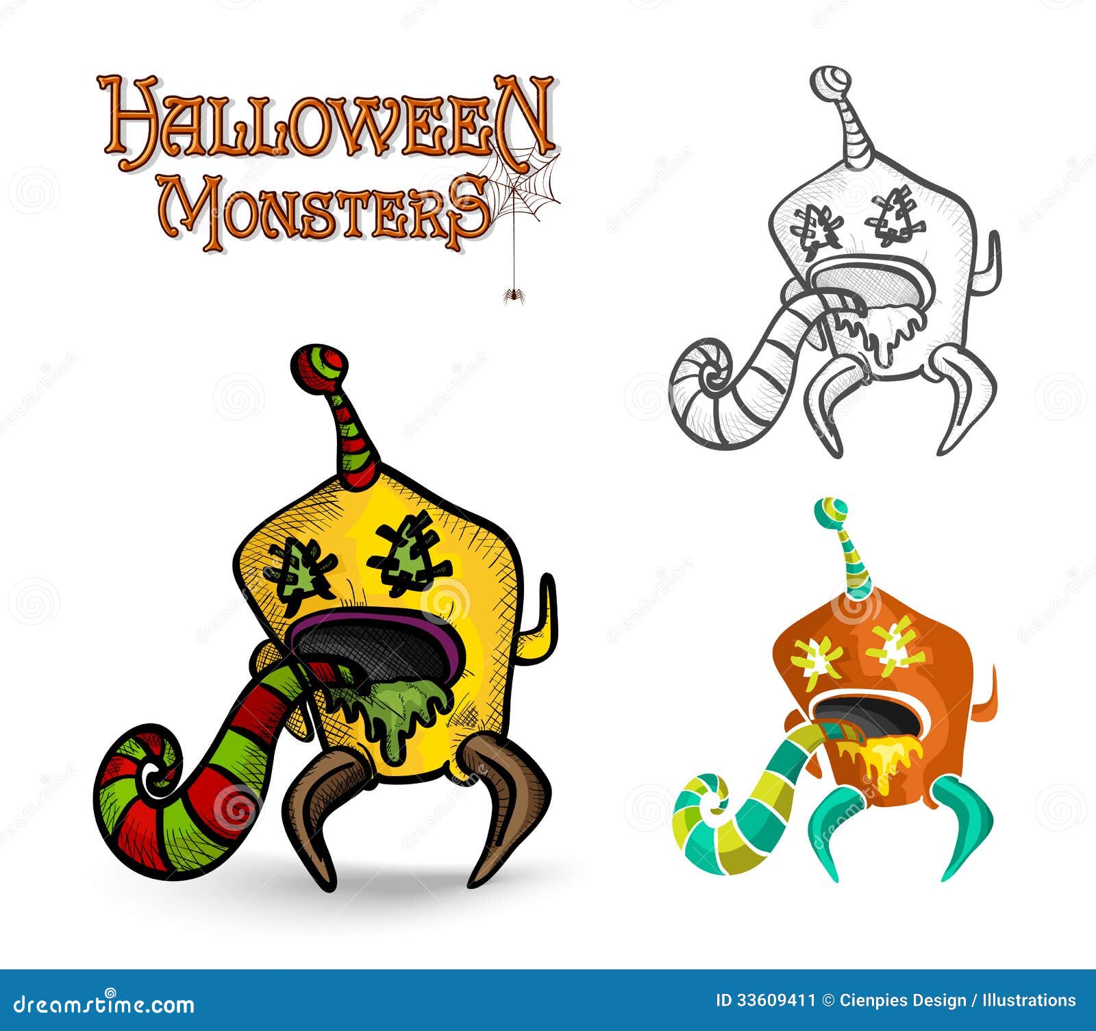 Halloween Monsters Spooky Creature Illustration EPS10 File Stock Vector ...