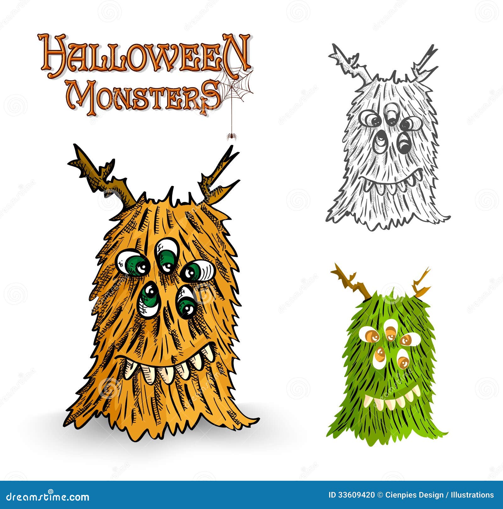 Halloween Monsters Spooky Creature Illustration EPS10 File Stock Vector ...