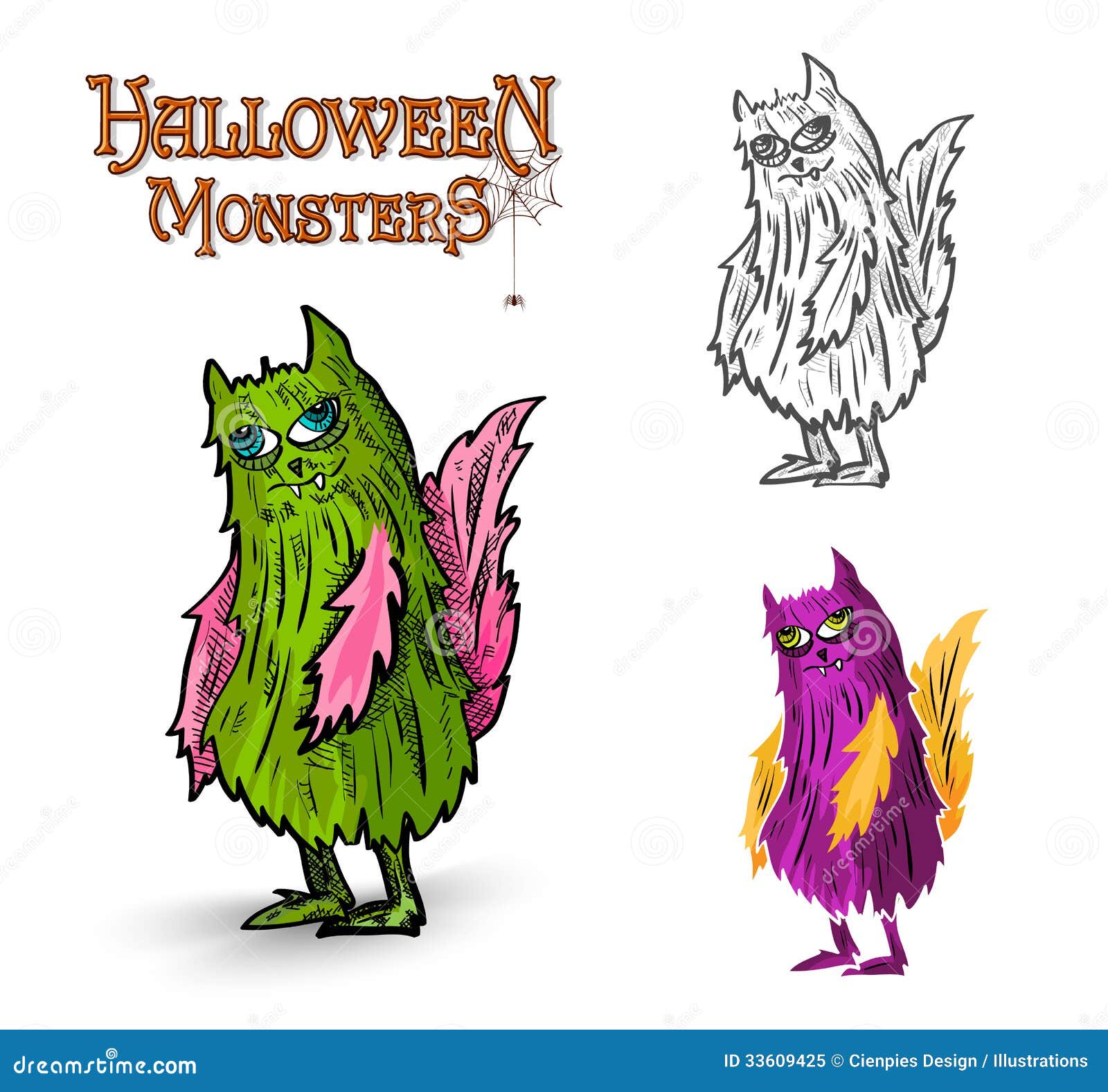 Halloween Monsters Spooky Creature Illustration EPS10 File Stock Vector ...
