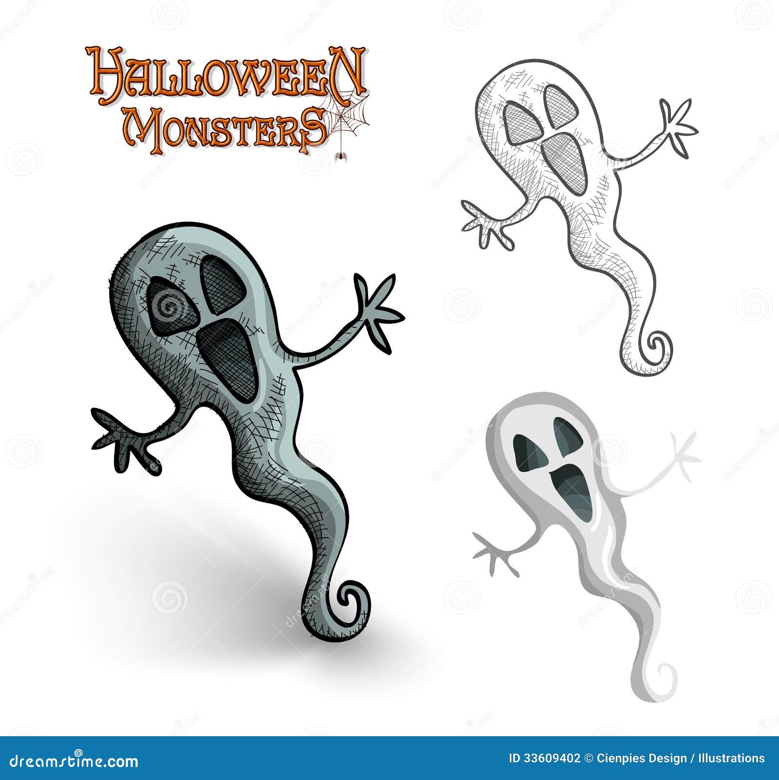 Halloween Monsters Spooky Ghost Illustration EPS10 File Stock Vector ...