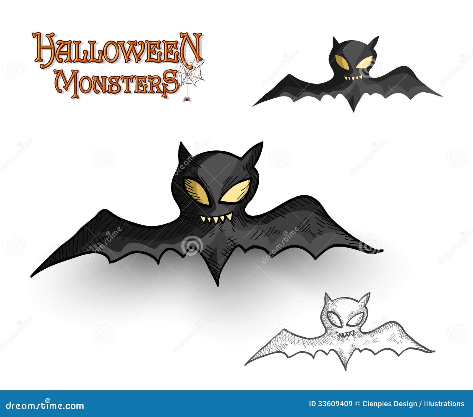 Halloween Monsters Spooky Vampire Bat Illustration EPS10 File Stock ...
