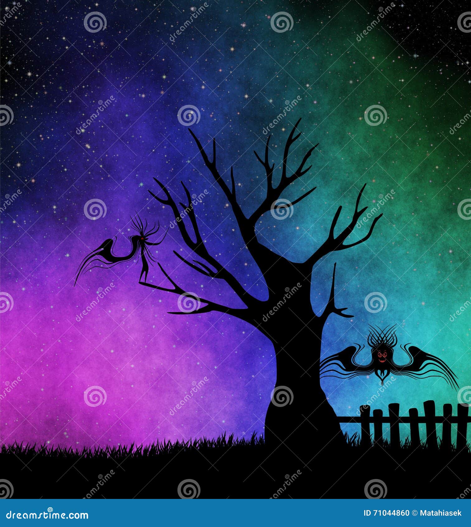 Halloween monsters. Tree stock illustration. Illustration of monster ...