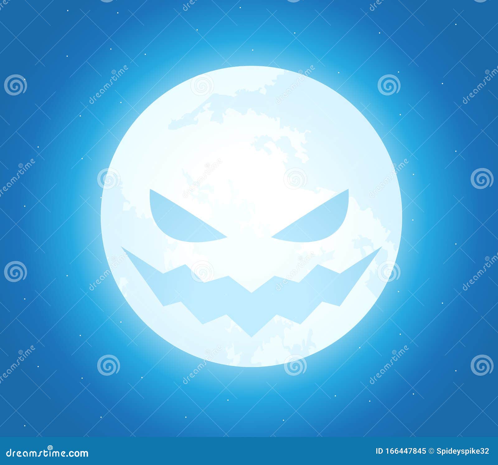 The Halloween Moon with Evil Face Stock Illustration - Illustration of ...